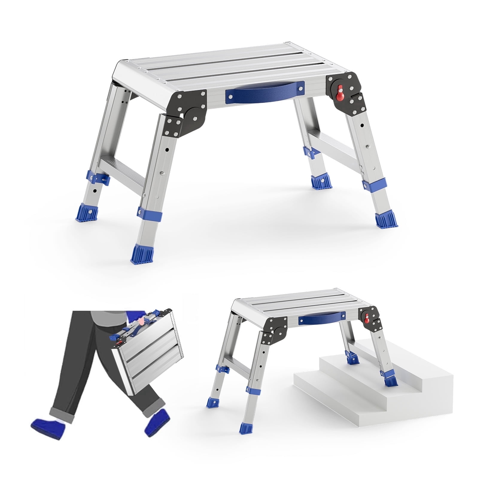 Loyoda Folding Step Stool for Adults, Aluminum Work Platform Adjustable ...