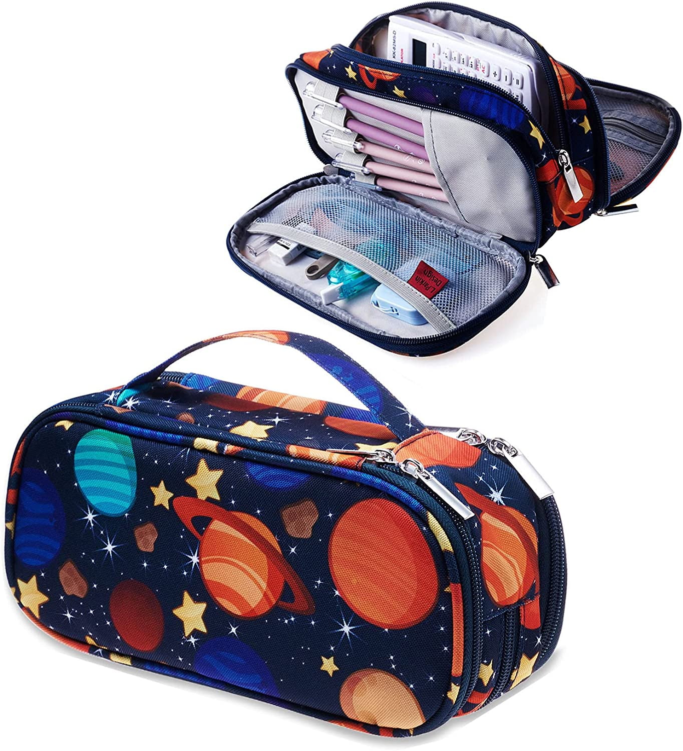 Lparkin New Galaxy Pencil Case Large 3 Compartments Space Galaxy Gifts ...
