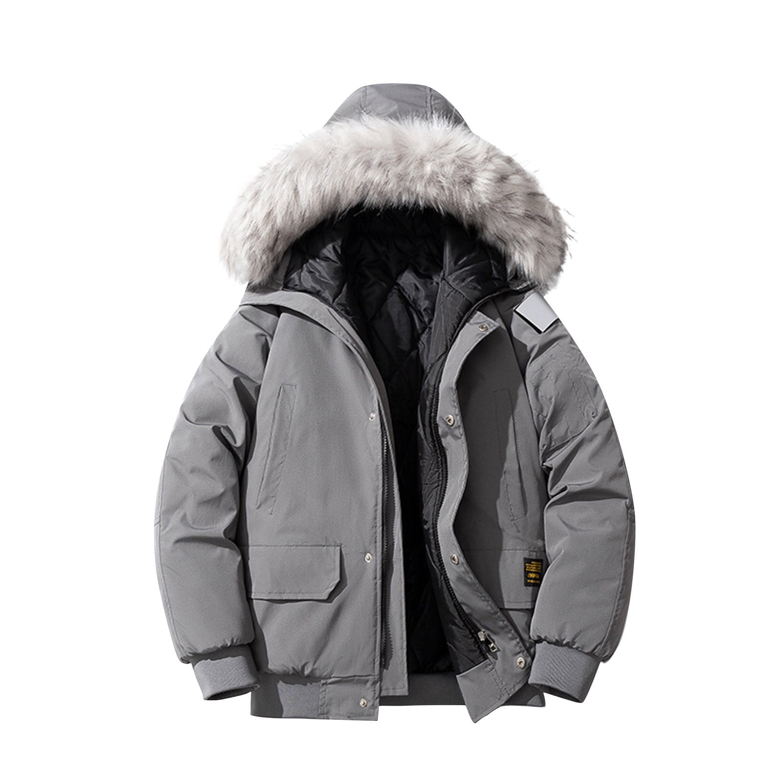 LpwkSSA Men's Down Padded Coat Winter Casual Solid Color Zipper Pocket ...
