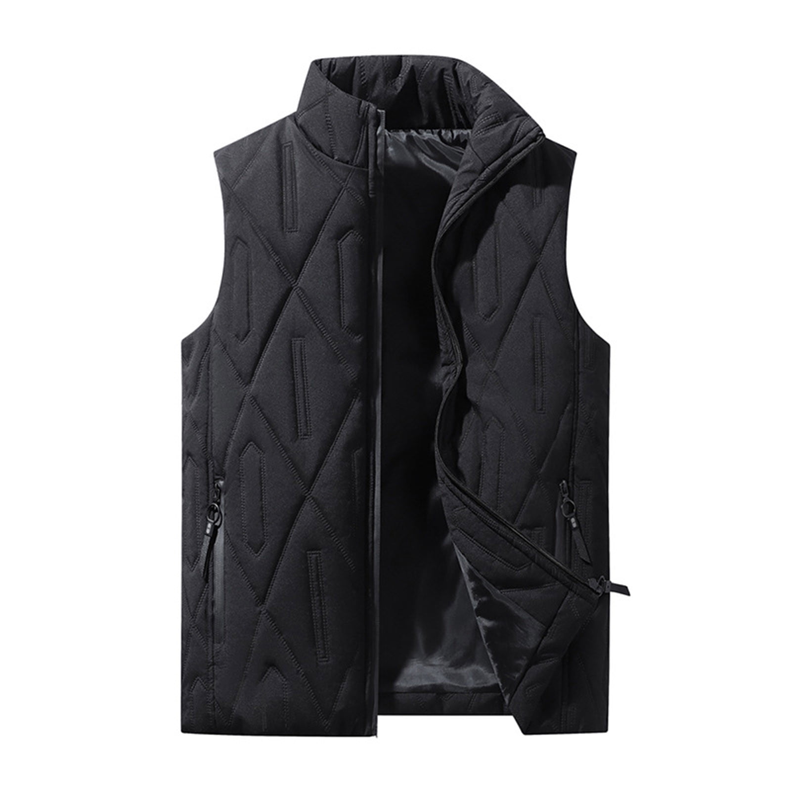 LpwkSSA Men's Sleeveless Zippered Cardigan Vest Padded Coat ...