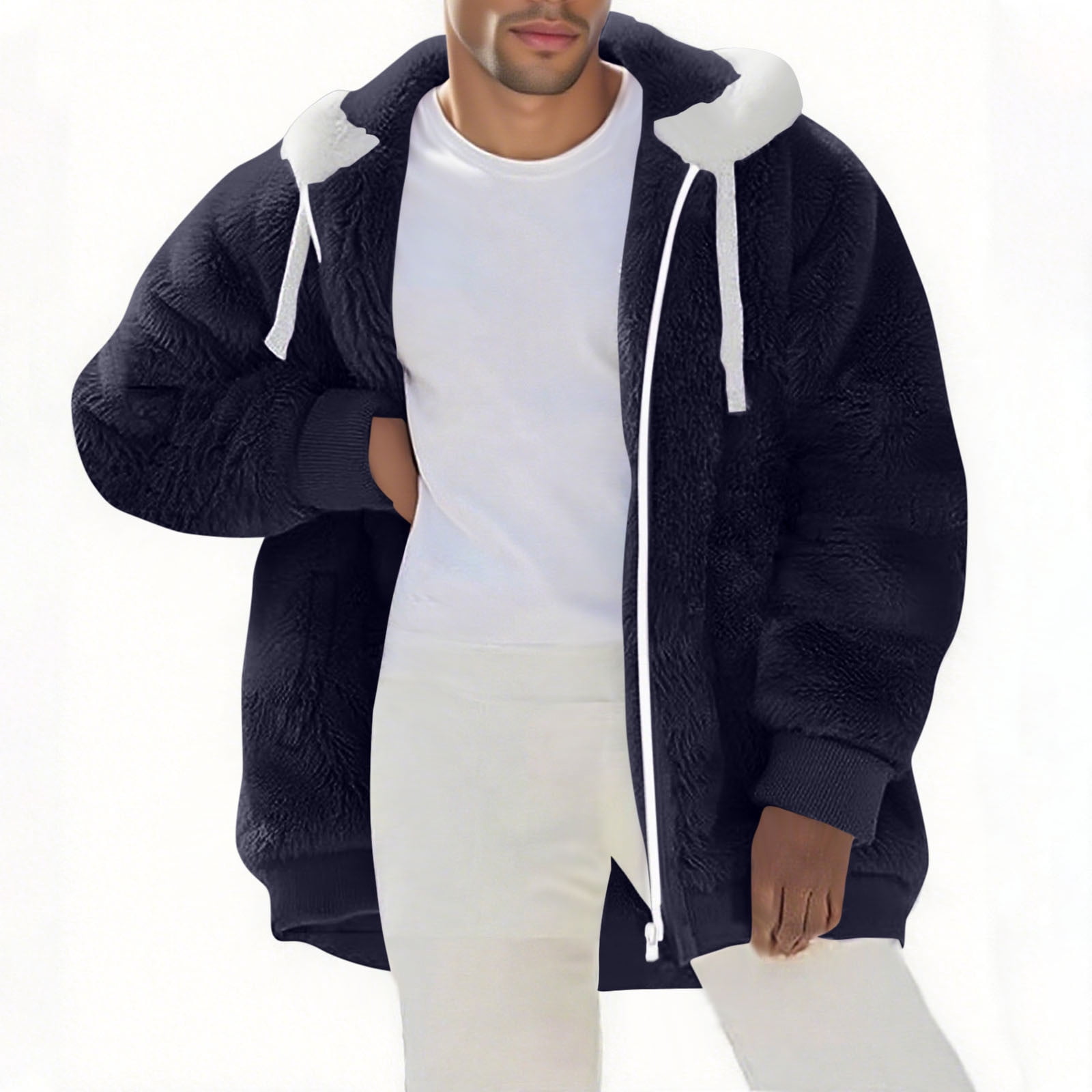 LpwkSSA Men's Warm Jacket Stand Collar Thermal Cotton Long Sleeve ...