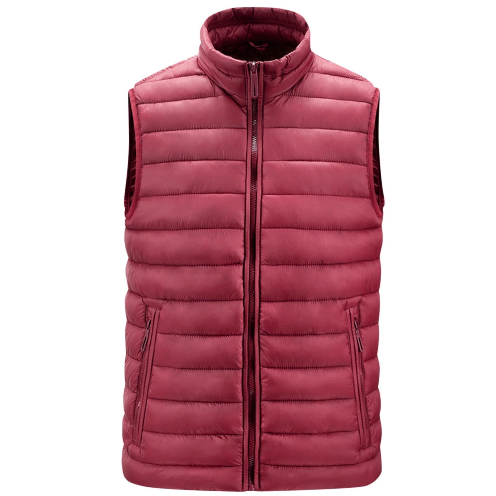 LpwkSSA Men's Winter Quilted Padded Vests Windproof Solid Color Basic ...