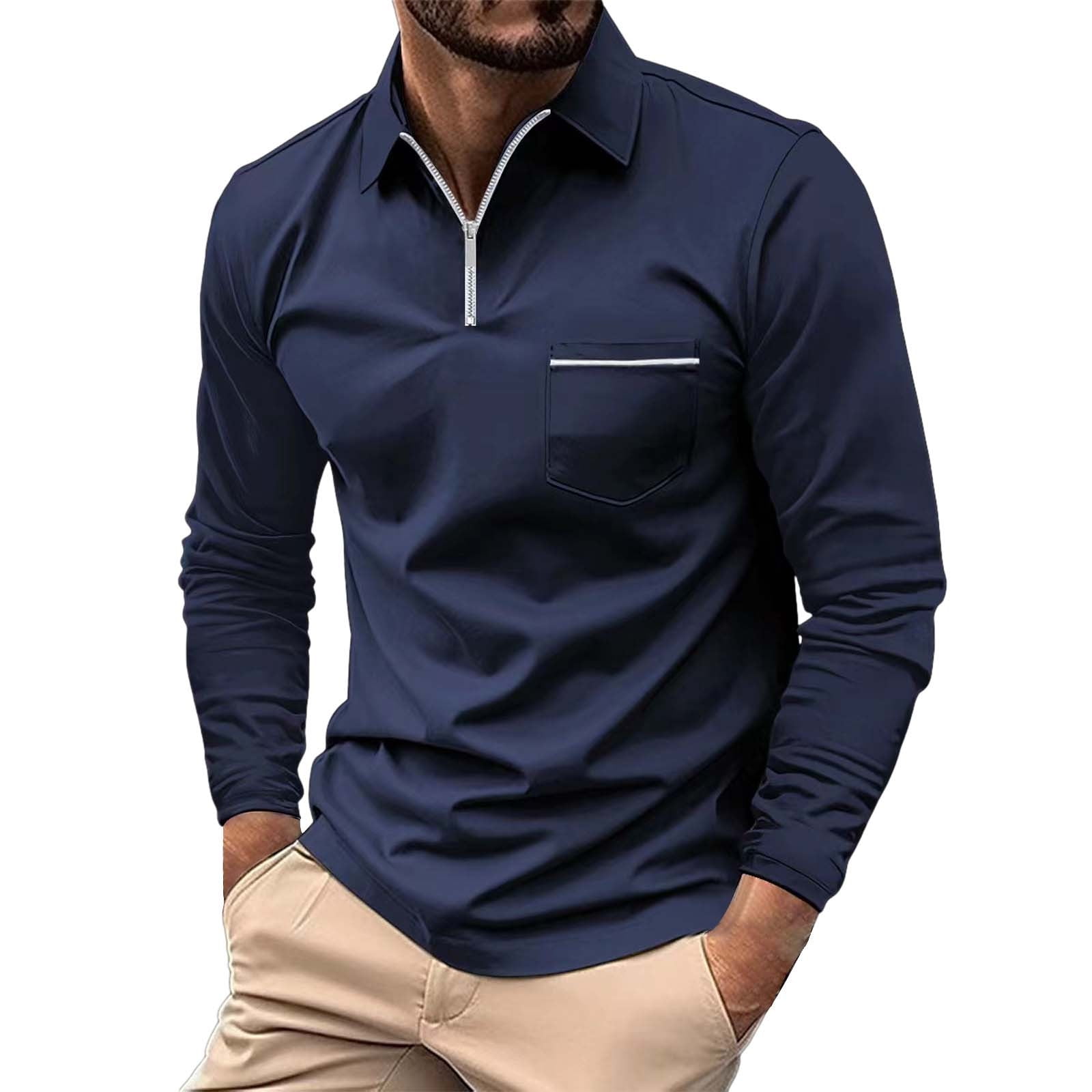 Lqideymx Mens Polo Shirts Men's Fashion Spring and Autumn Casual Long ...