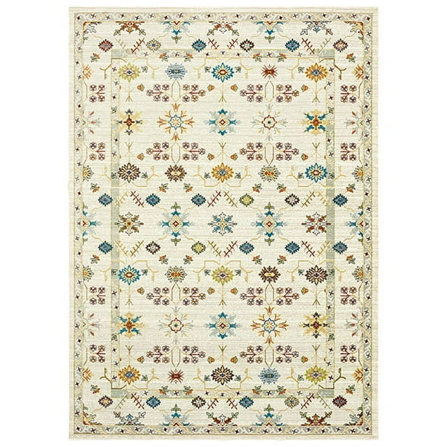 Lr Home Gala Transitional Floral Elegant Border Cream Multi Indoor Area ...