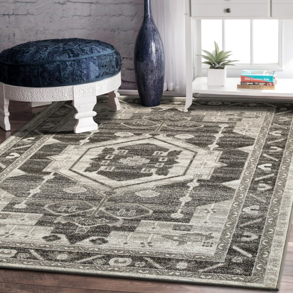 Lr Home Matrix Aztec Stone, Magnet Indoor Area Rug (5.2' x 7.2 ...