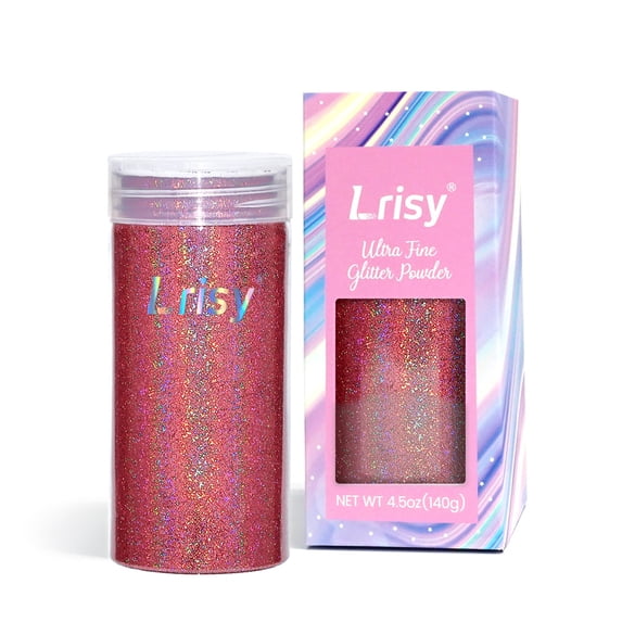 Lrisy Ultra Fine Holographic Glitter, Hazy Pink, Non-Toxic PET, 140g ...