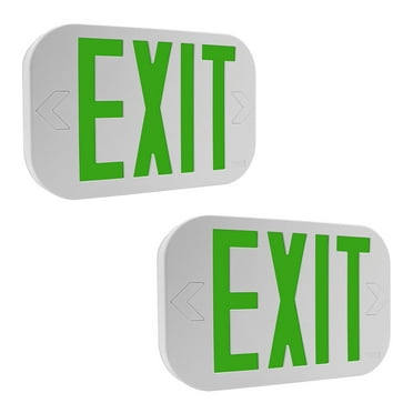 Spectsun 1 Pack Red & Green LED Exit Sign with Emergency Lights-Two LED ...