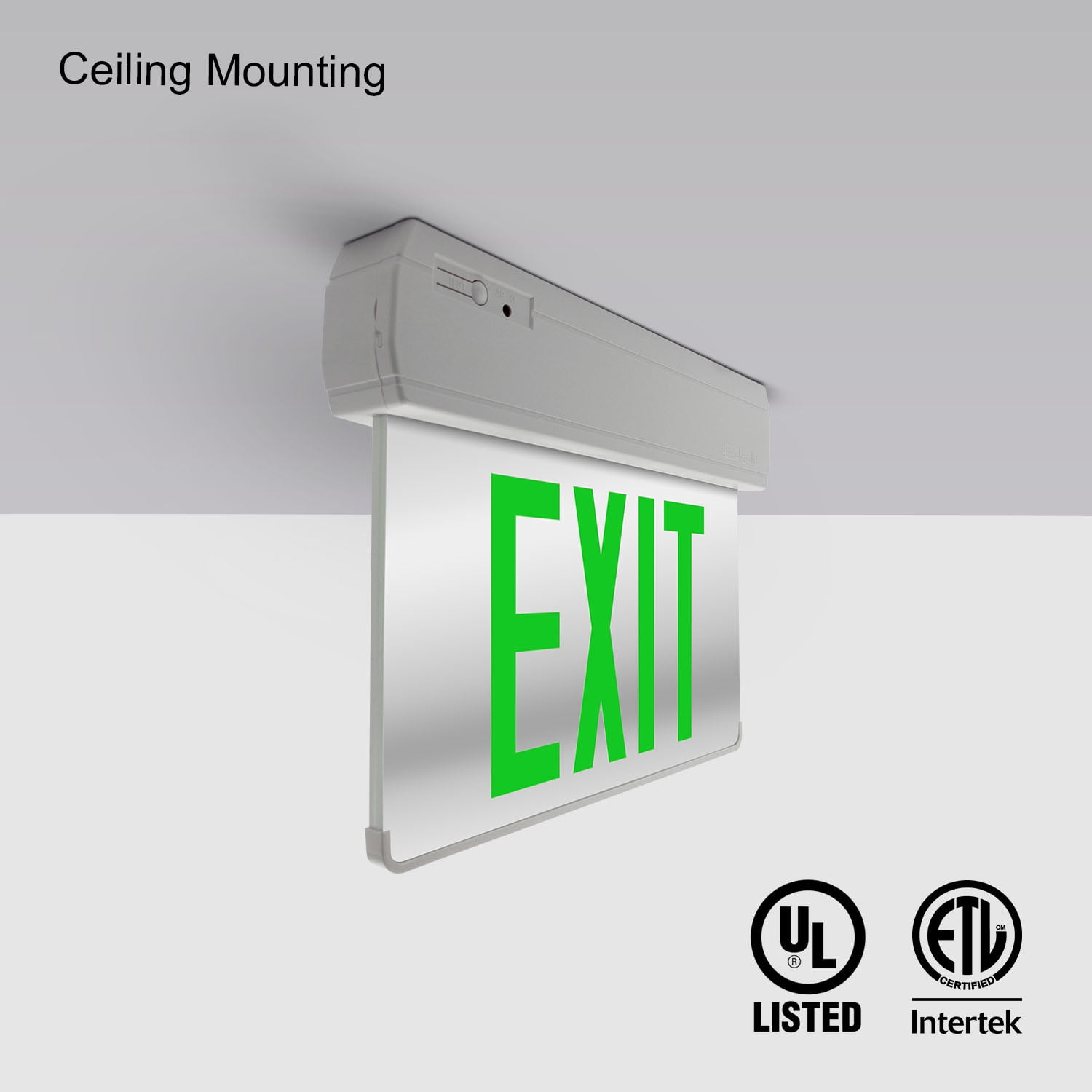 Lroom [2-Pack] Mirror Panel Exit Sign Green Letters Emergency Light ...