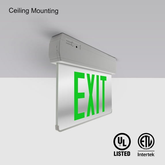 Lroom [2-Pack] Mirror Panel Exit Sign Green Letters Emergency Light ...