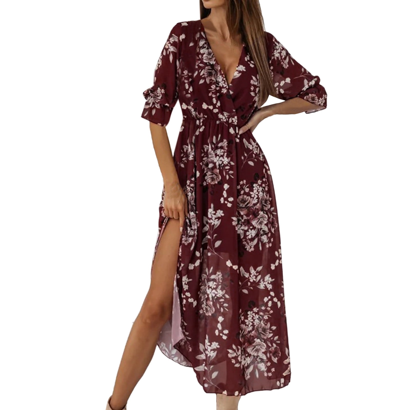 Lroplie Bodycon Dresses for Women V Neck Casual Fashion Short Sleeve ...