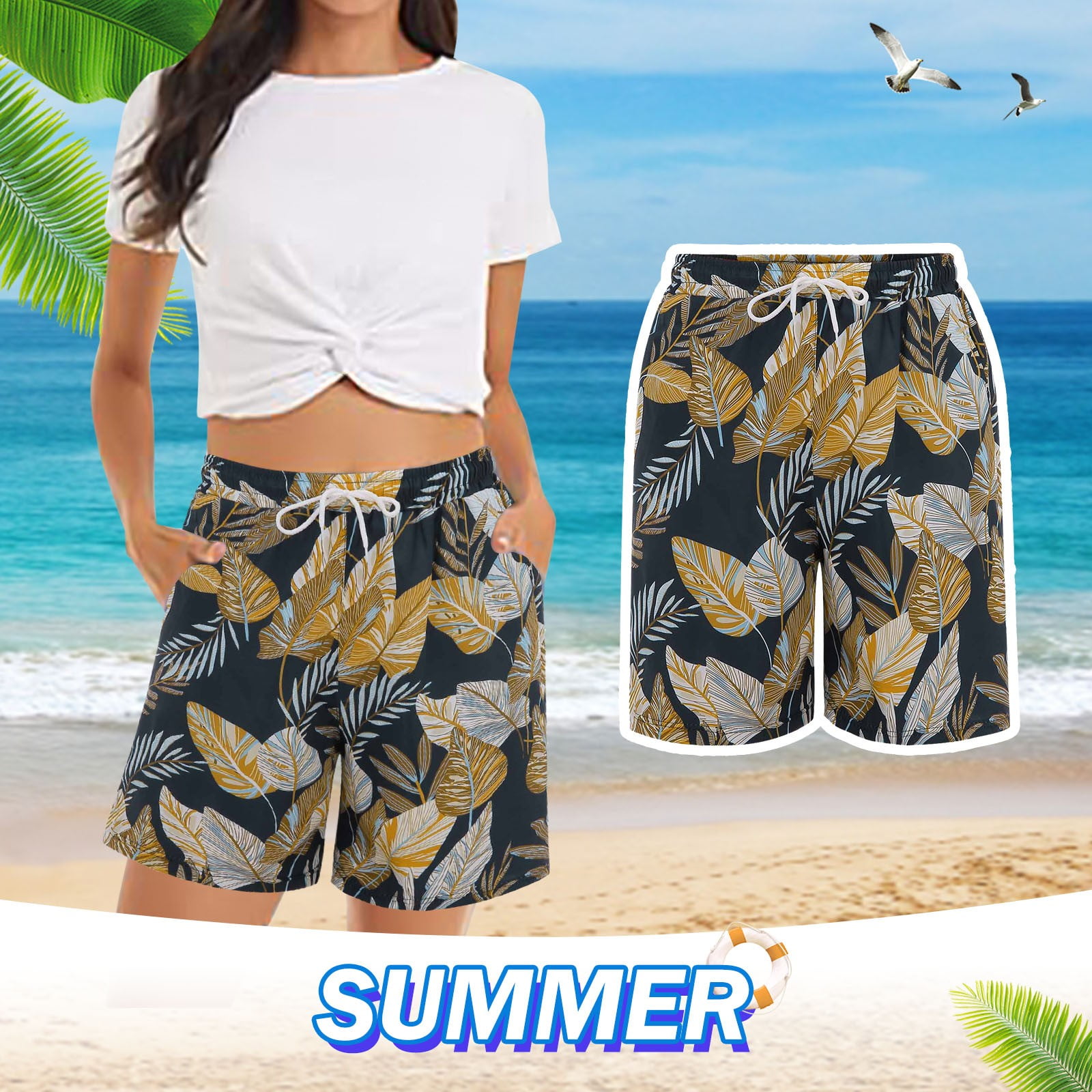 Lroveb Board Shorts for Women, Summer Casual Beach Shorts, Womens ...