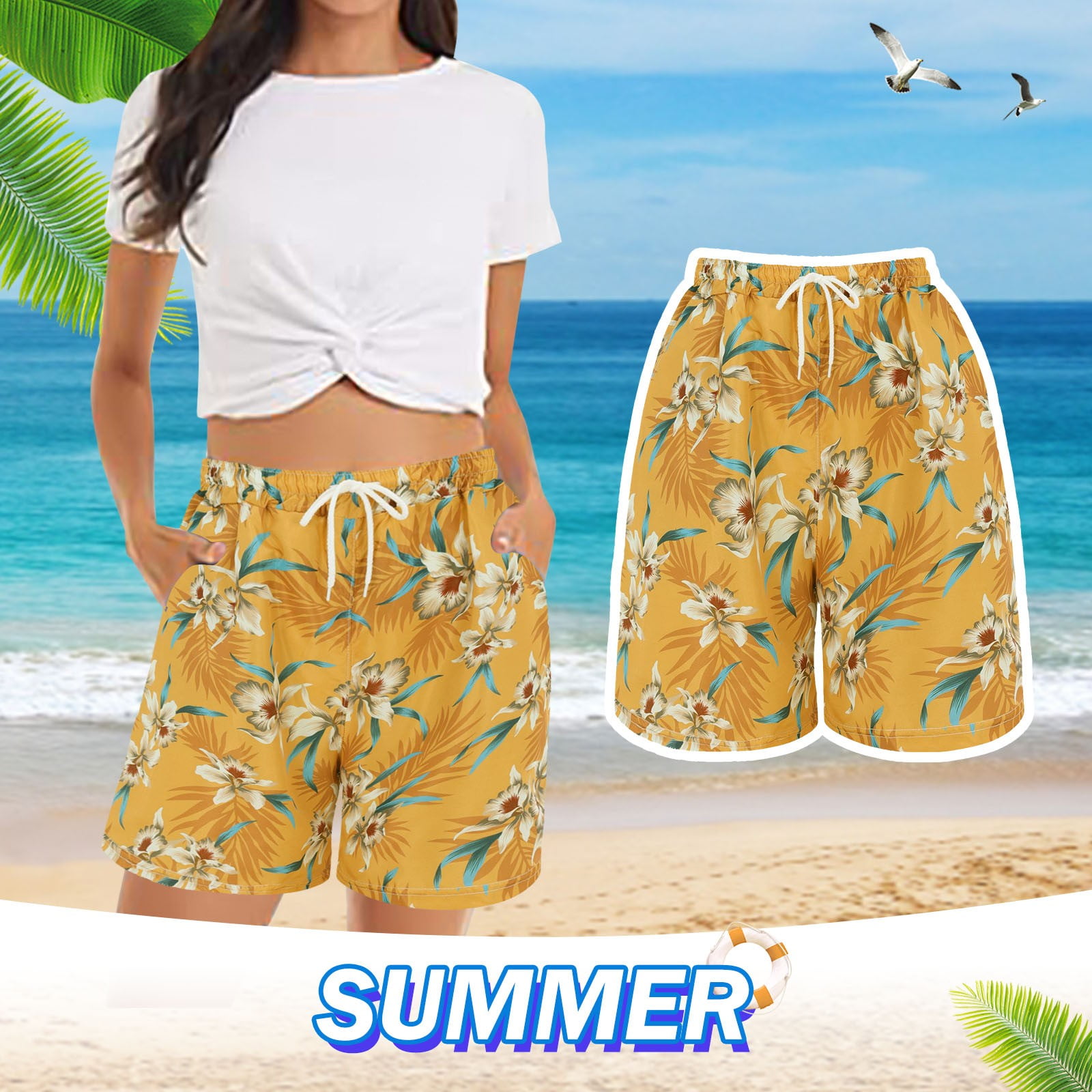Lroveb Board Shorts for Women, Summer Casual Beach Shorts, Womens ...