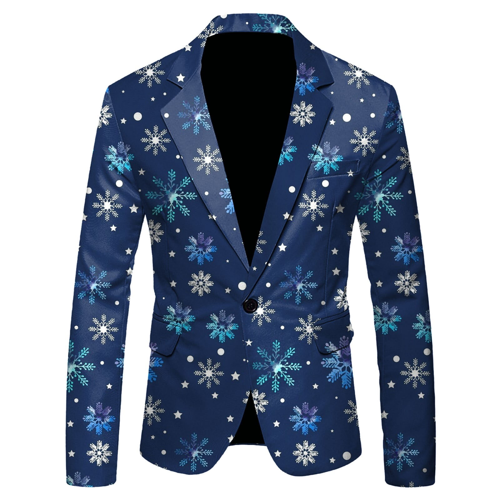 Lroveb Christmas Blazers for Men Single One Button Printed Casual Suit ...