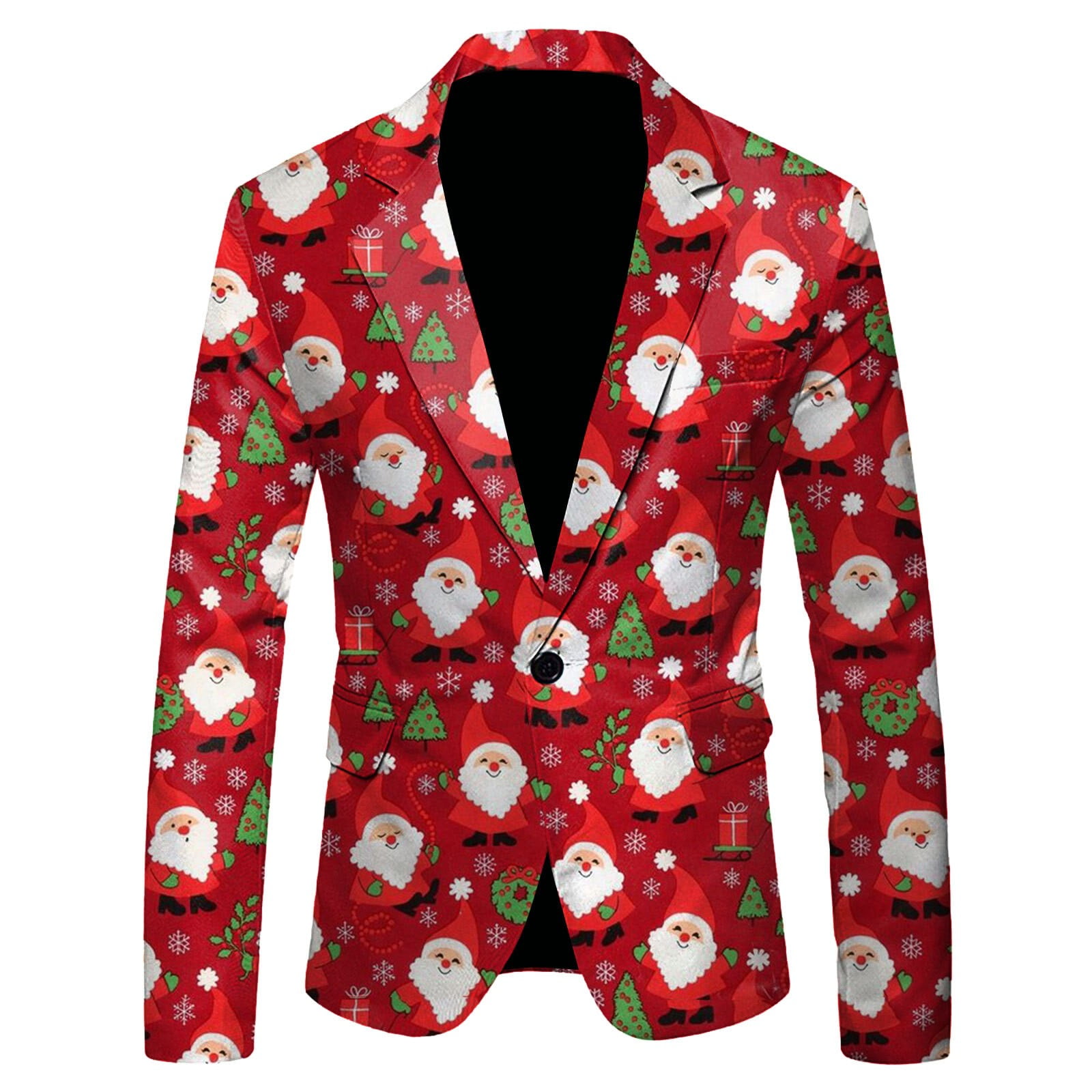 Lroveb Christmas Blazers for Men Single One Button Printed Casual Suit ...