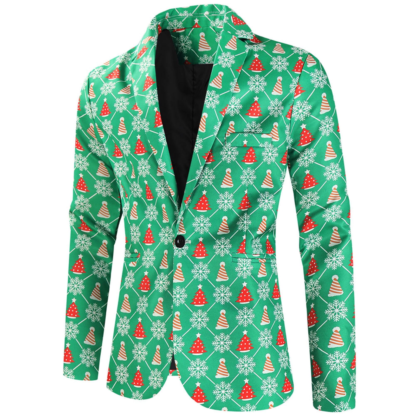 Lroveb Christmas Blazers for Men Trendy Printed Suit Coat Jacket Formal ...