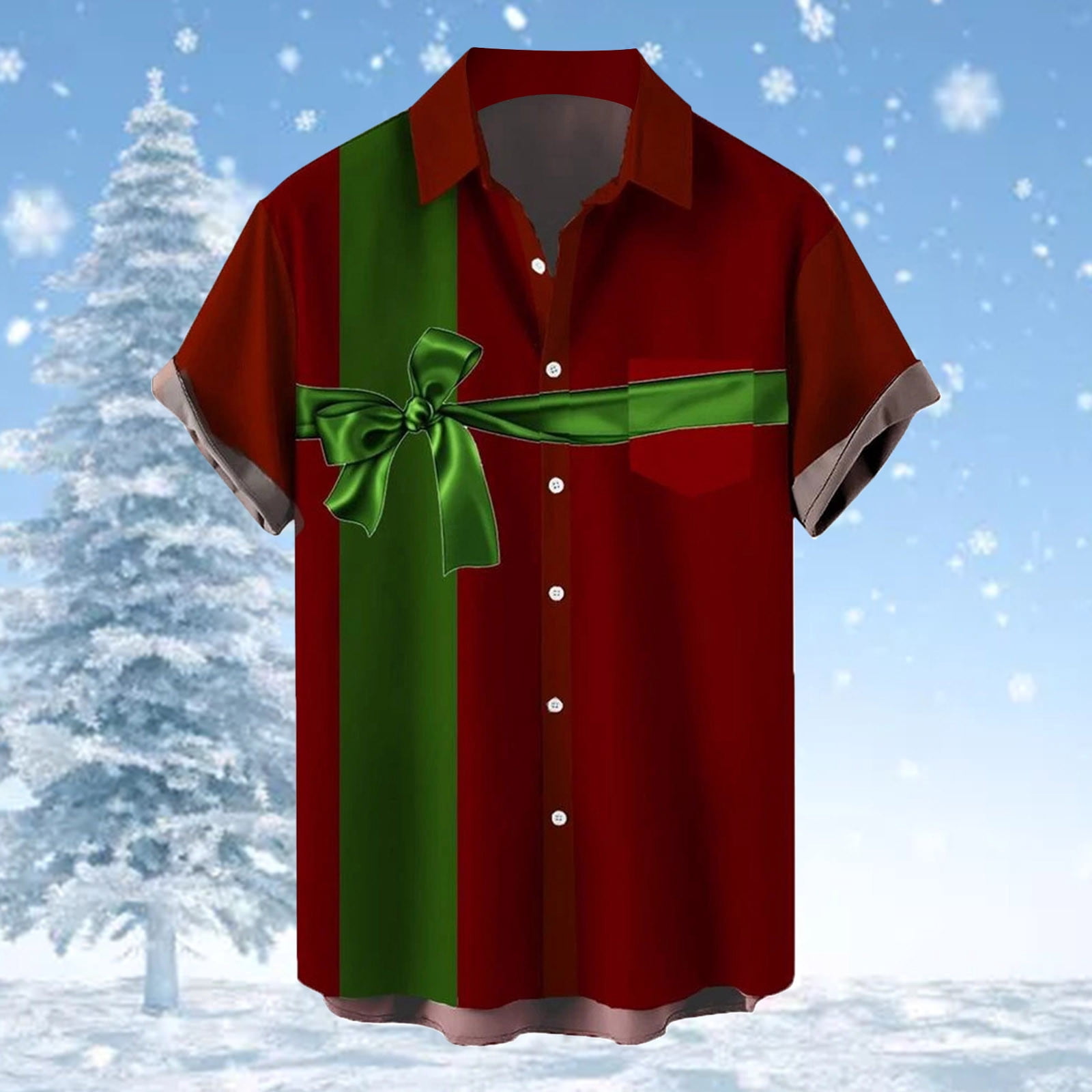 Lroveb Christmas Shirts for Men Big and Tall Santa Graphic Button Up ...