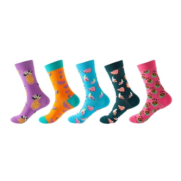 Long Pack of 6 Soft & Cozy Combed Cotton Crew Socks for Women, Colorful ...