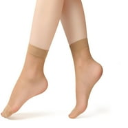 Lolmot 10 Pairs Women Girls Nylon Transparent Ankle High Sheer Socks ...