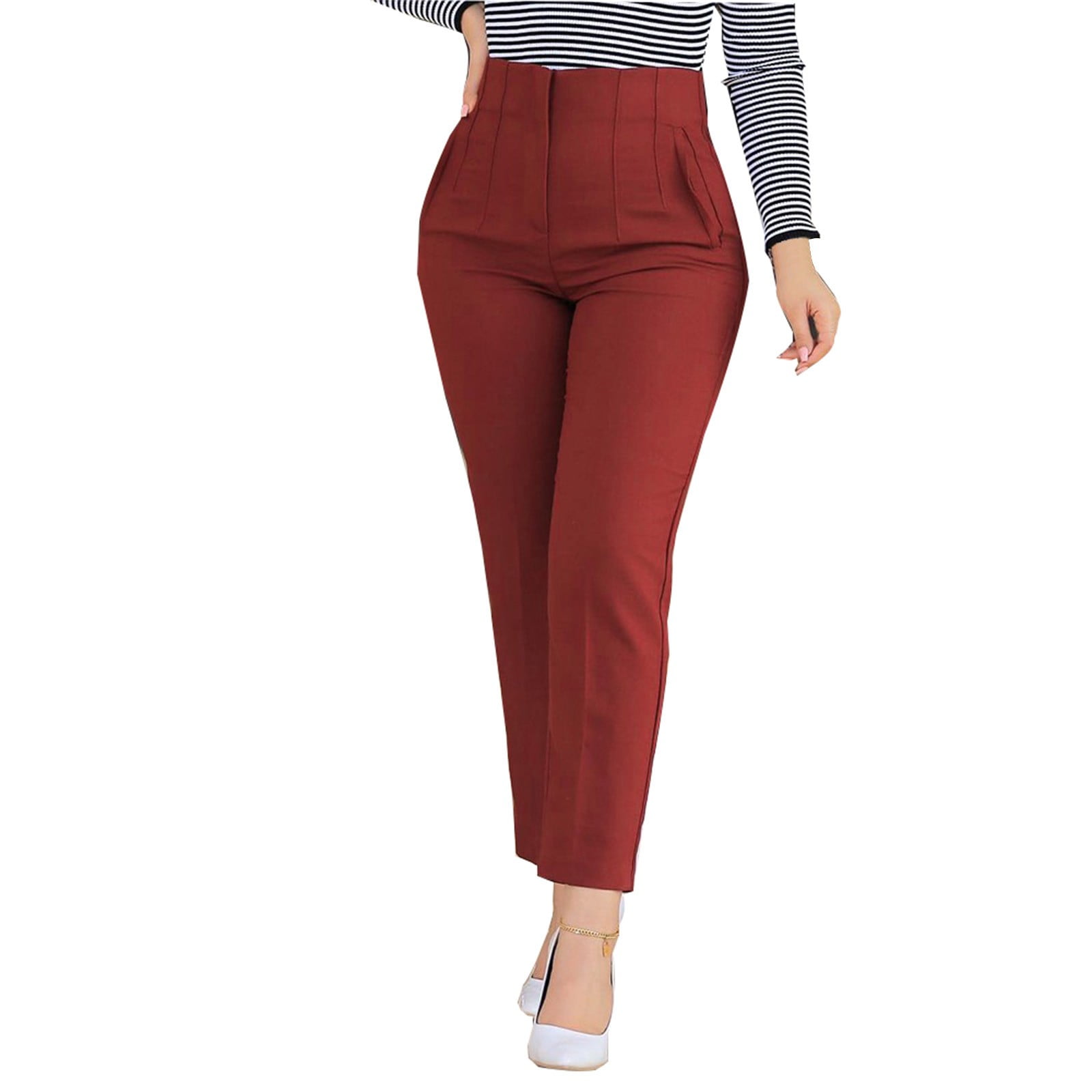 Lroveb Dress Pants for Women, High Waisted Taper Womens Plus Size ...