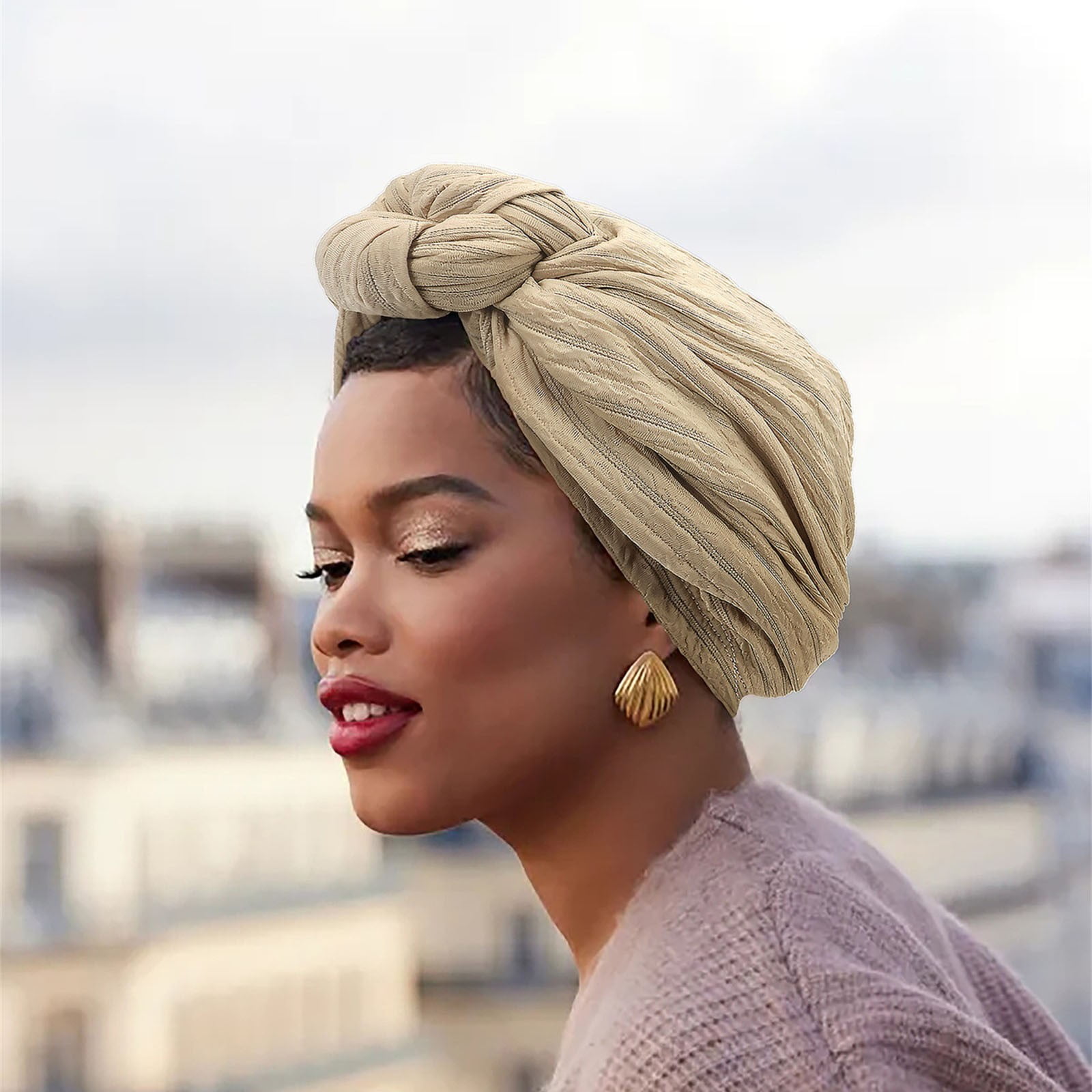 Lroveb Headbands for Women Muslim Headscarf Cap Cotton Headband African ...