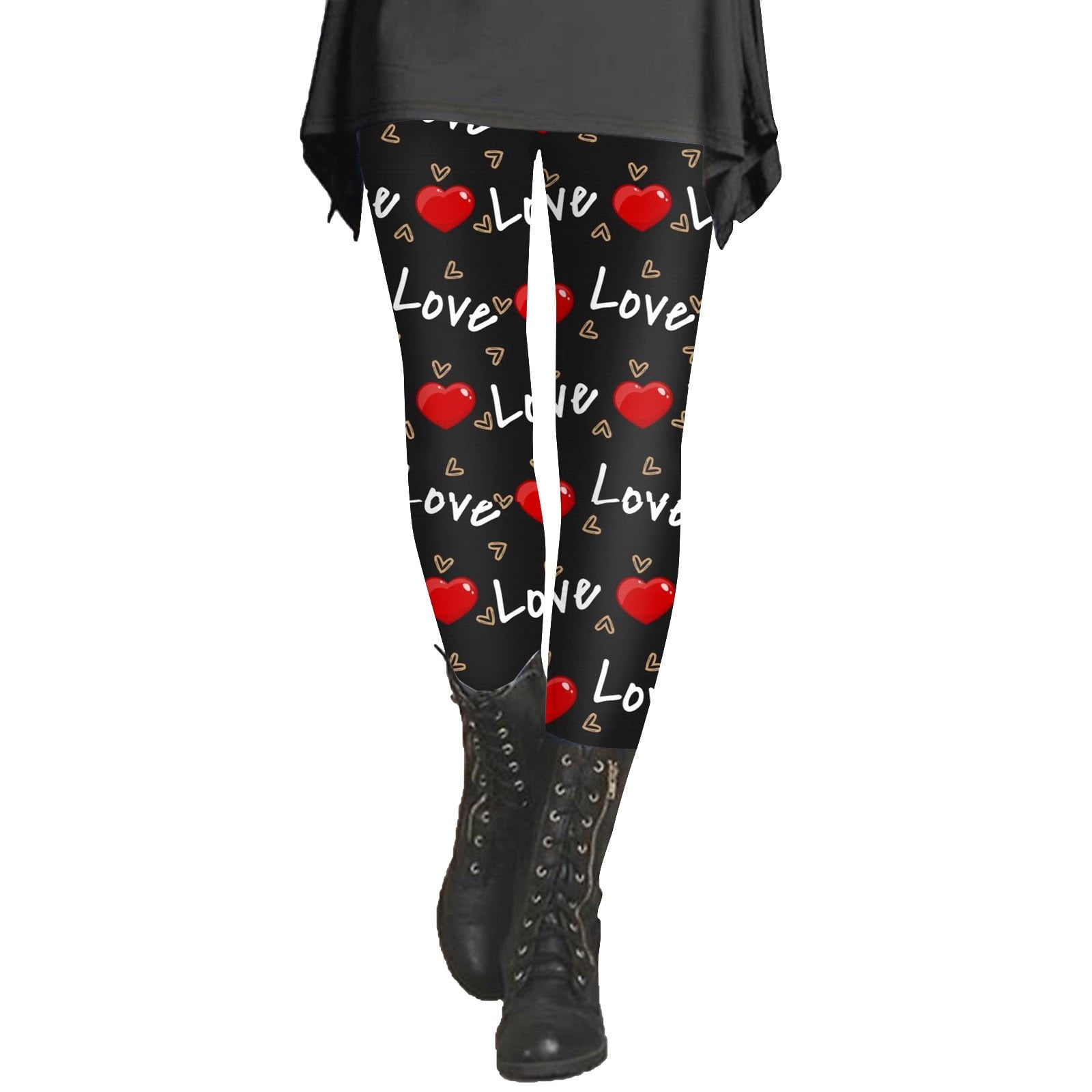 Lroveb High Waisted Stretch Leggings For Women Womens Heart Printed Leggings Valentines Day