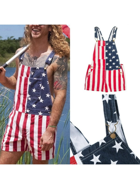 American Flag Overalls Men