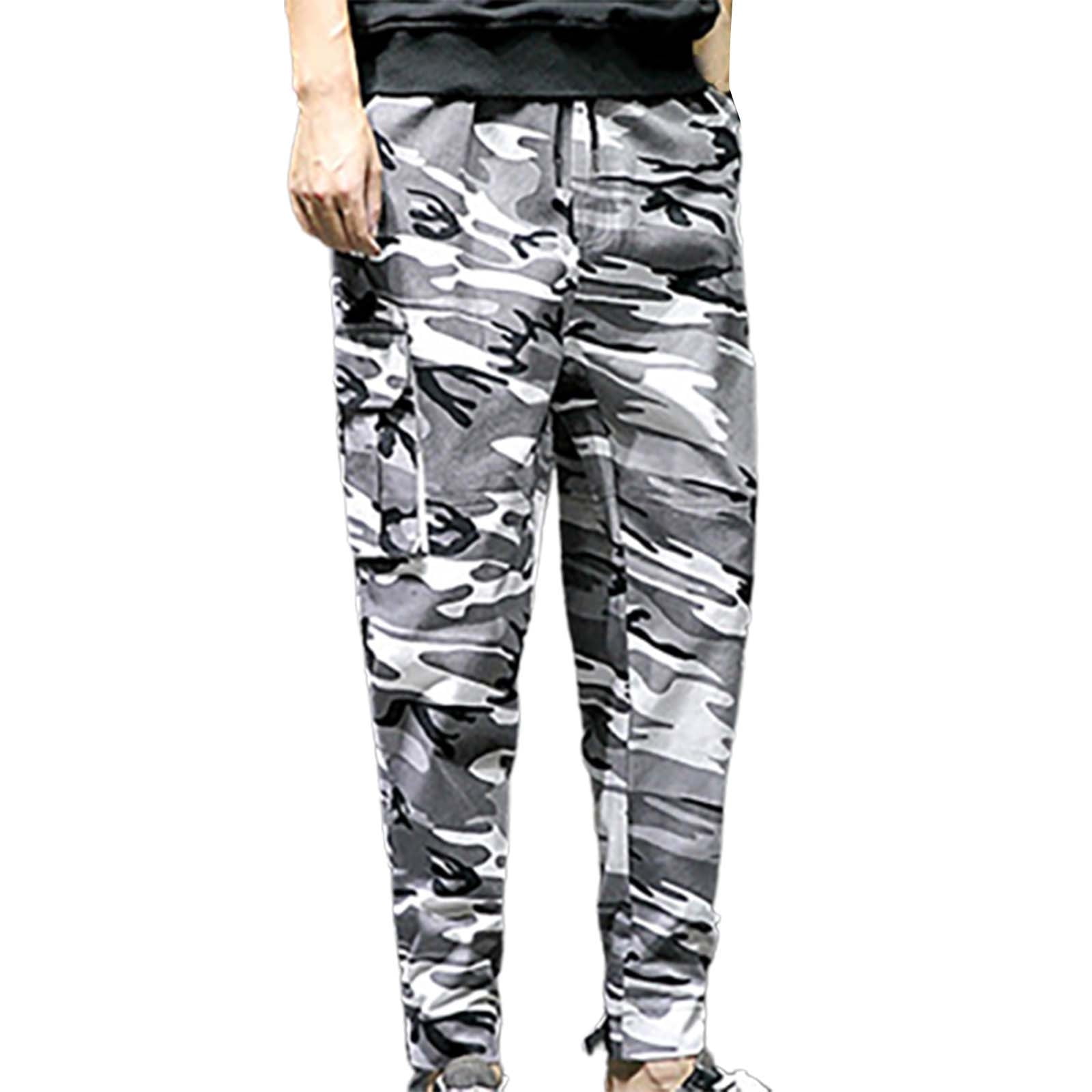 Lroveb Men's Camouflage Casual Multi Pocket Drawstring Trousers Work ...