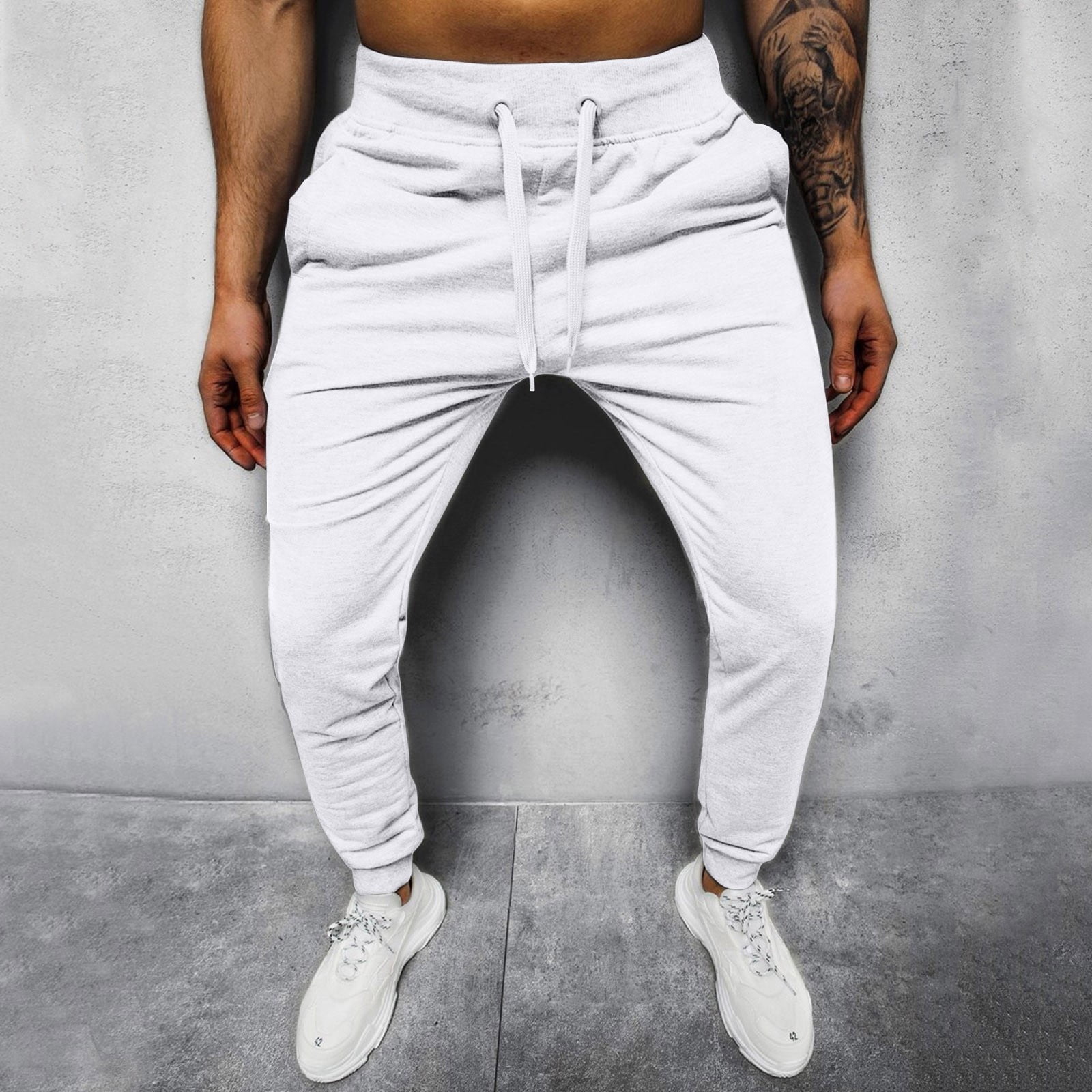 Lroveb Men's Drawstring Sweatpants Mid Waist Casual Pants for Men with ...