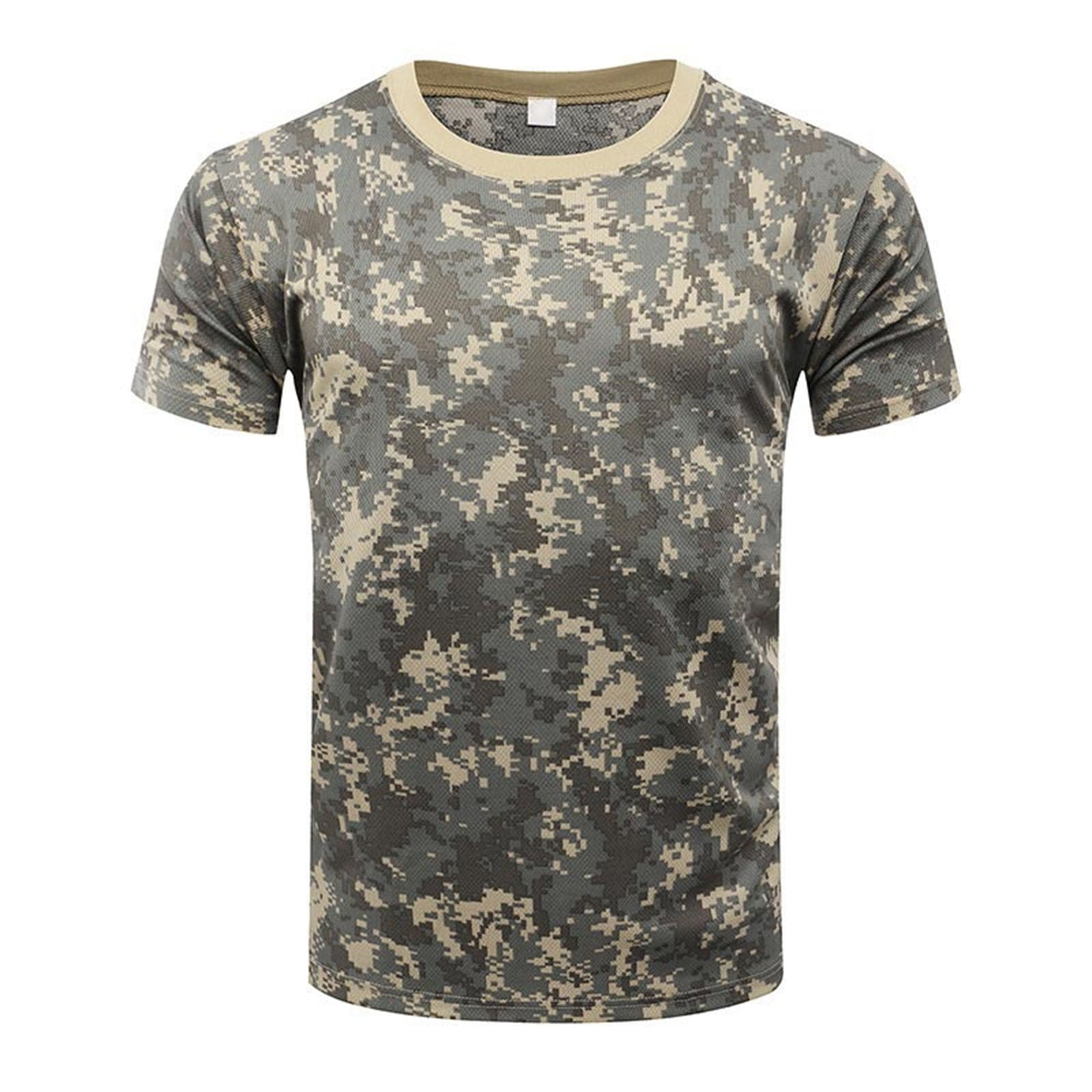 Lroveb Mens Camouflage T Shirts Short Sleeve Crew Neck Camo T-Shirt ...