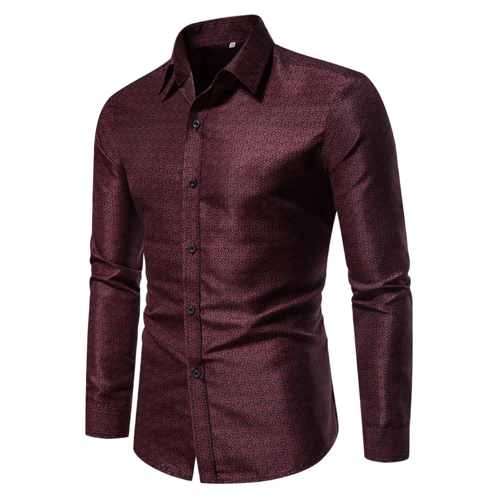 Lroveb Mens Dress Shirts Long Sleeve Shirt Trendy Slim Lapel Casual ...