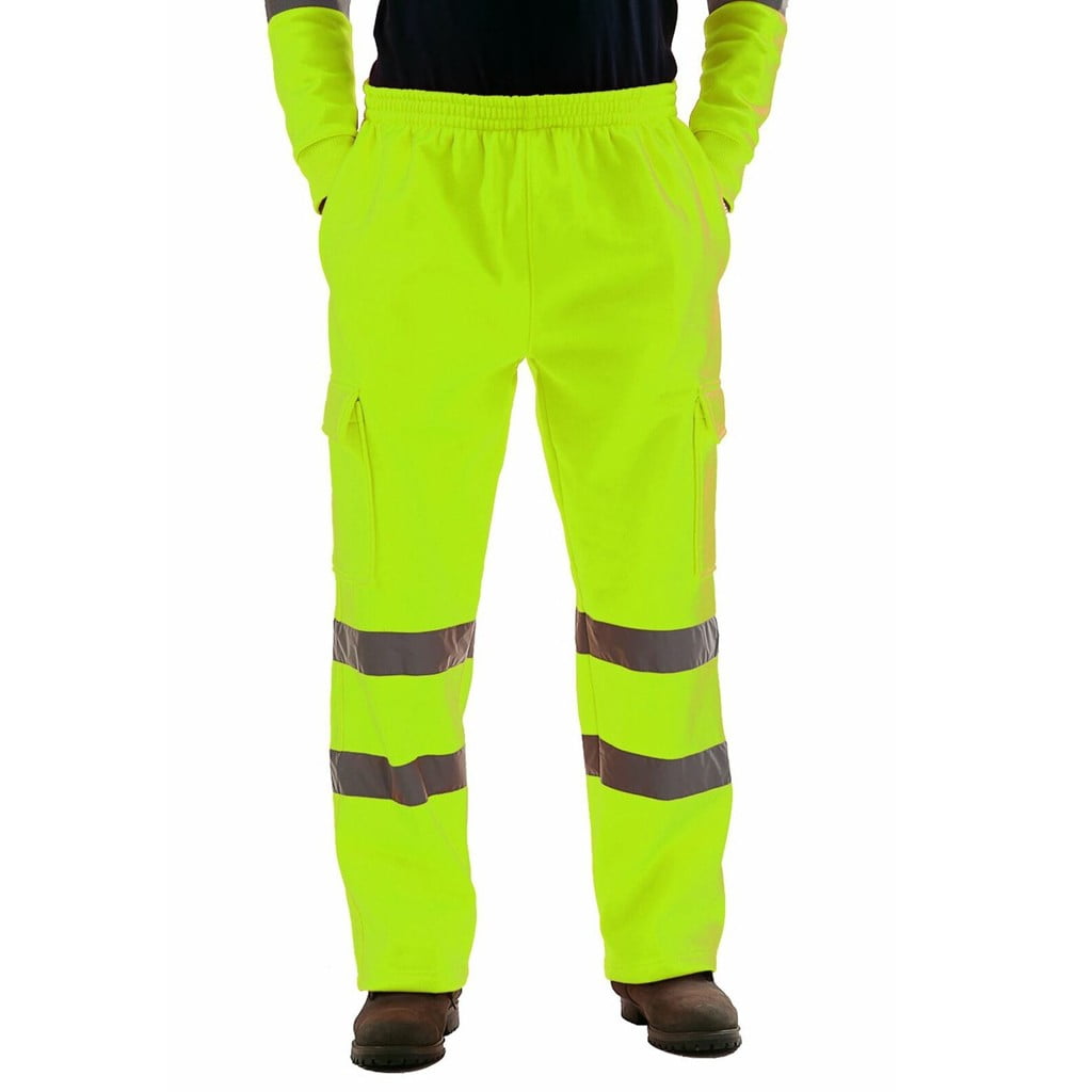 Lroveb Mens Reflective Safety Pants Road Work High Visibility Overalls ...