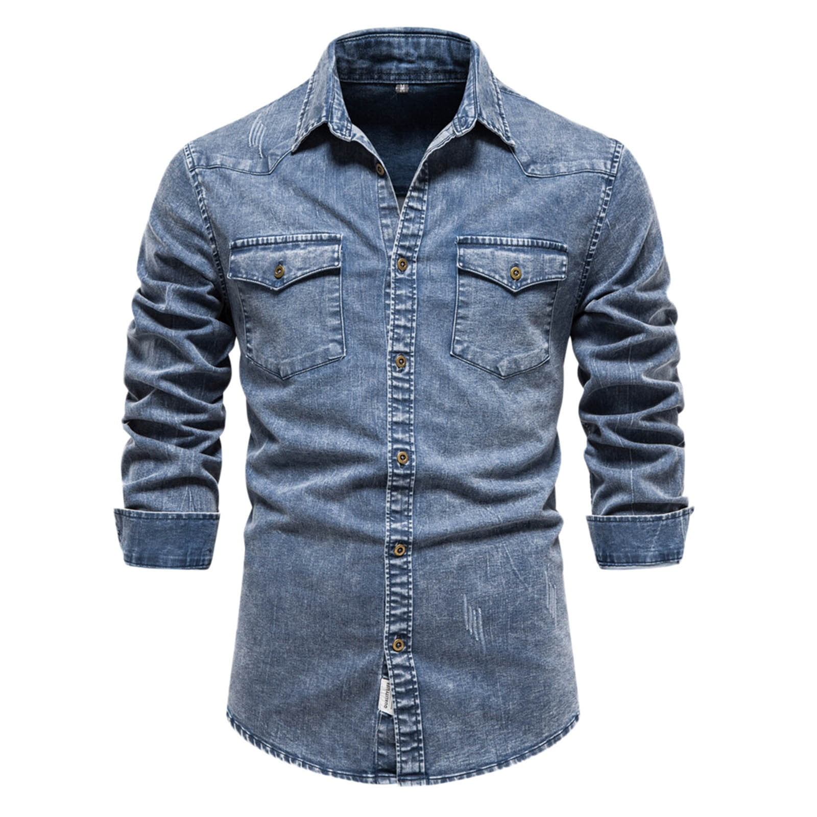 Lroveb Mens Shirts Long Sleeve Button Down Denim Shirts Classic Fit ...