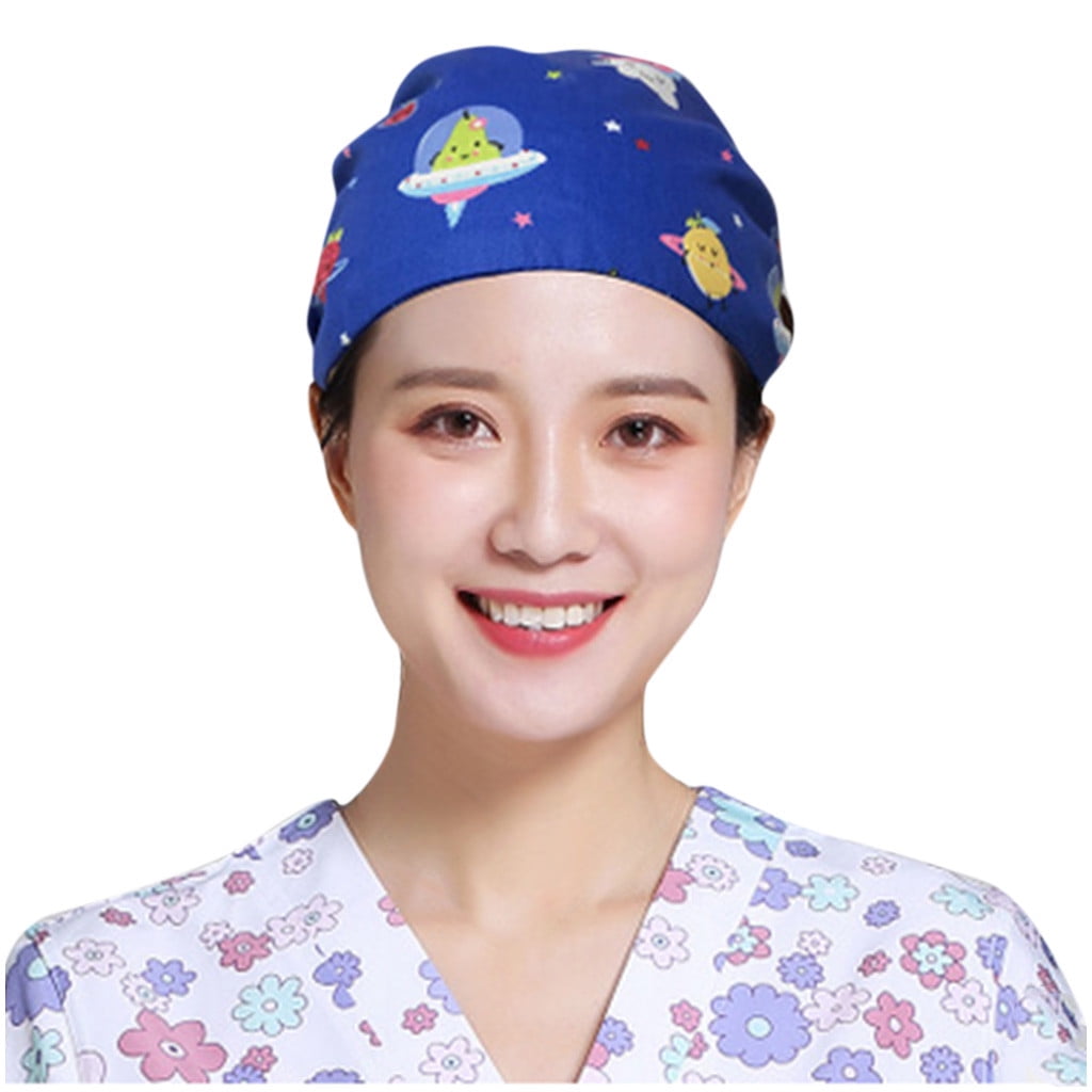 Lroveb Nurse Scrub Caps for Women Fashion Solid Print Work Hat Casual ...