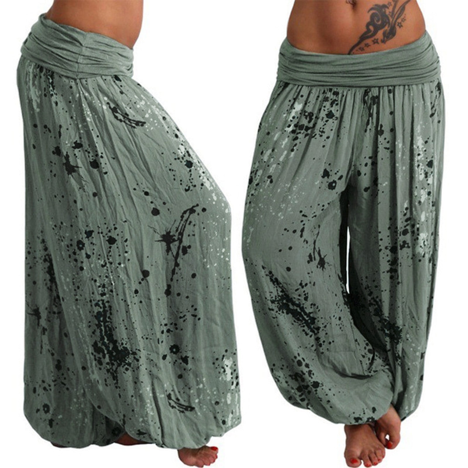 Lroveb Palazzo Pants for Women,High Waisted Baggy Hippie Gypsy Boho ...