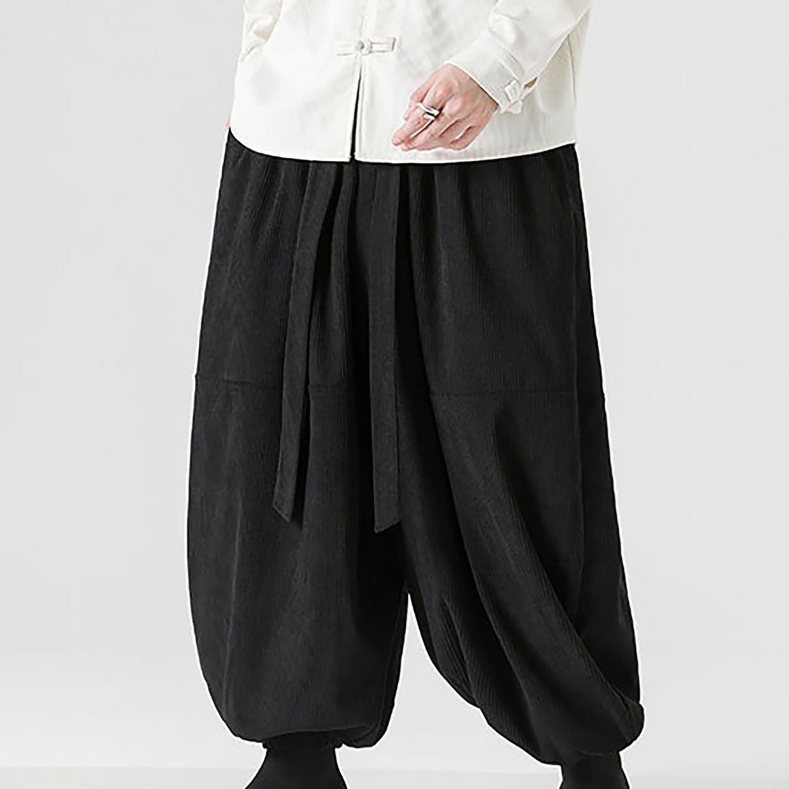 Lroveb Retro Hip Hop Large Wide Leg Harem Pants Fashion Linen Yoga