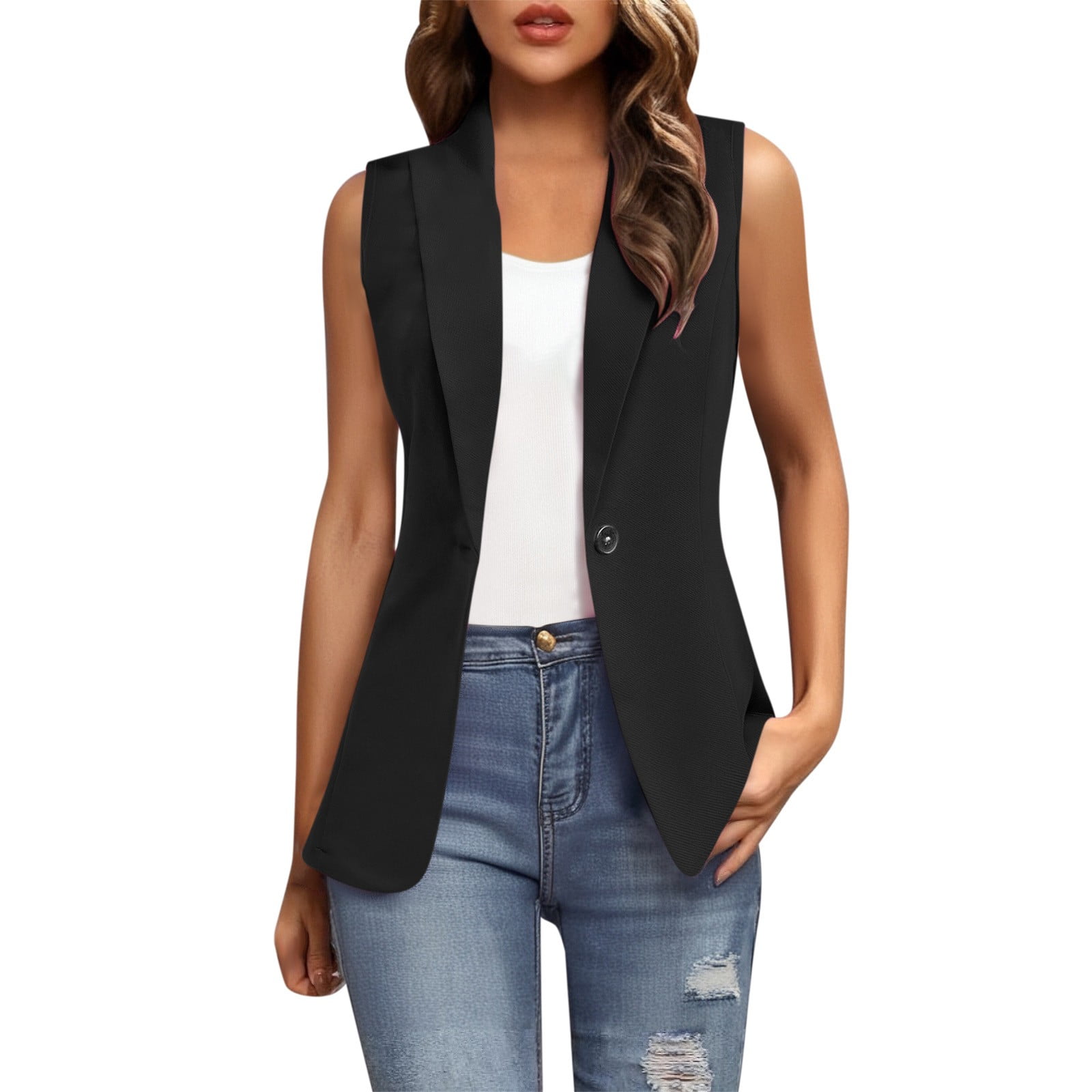 Lroveb Sleeveless Blazers for Women Business Casual 2025 Summer Vest ...