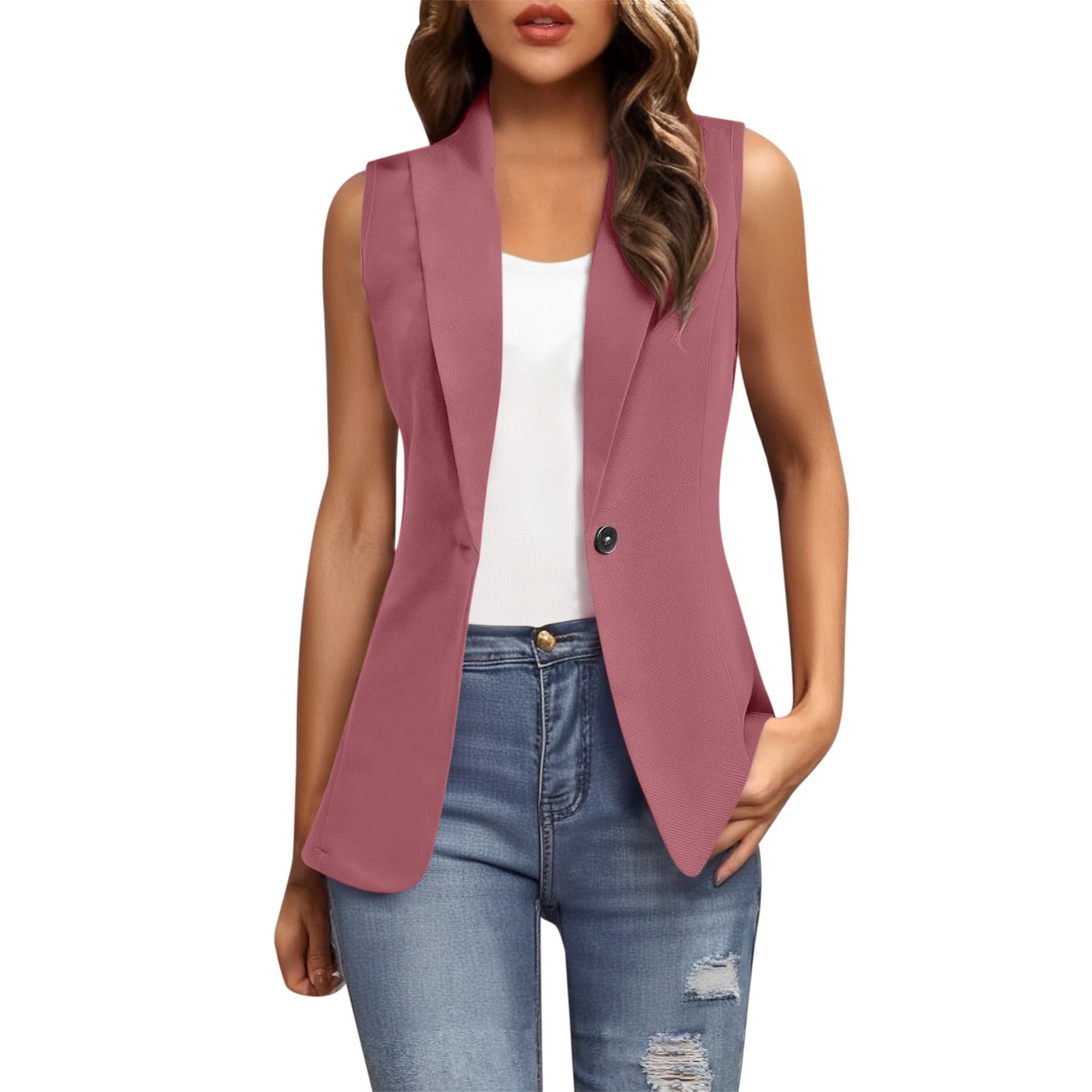 Lroveb Sleeveless Blazers for Women Business Casual 2025 Summer Vest ...