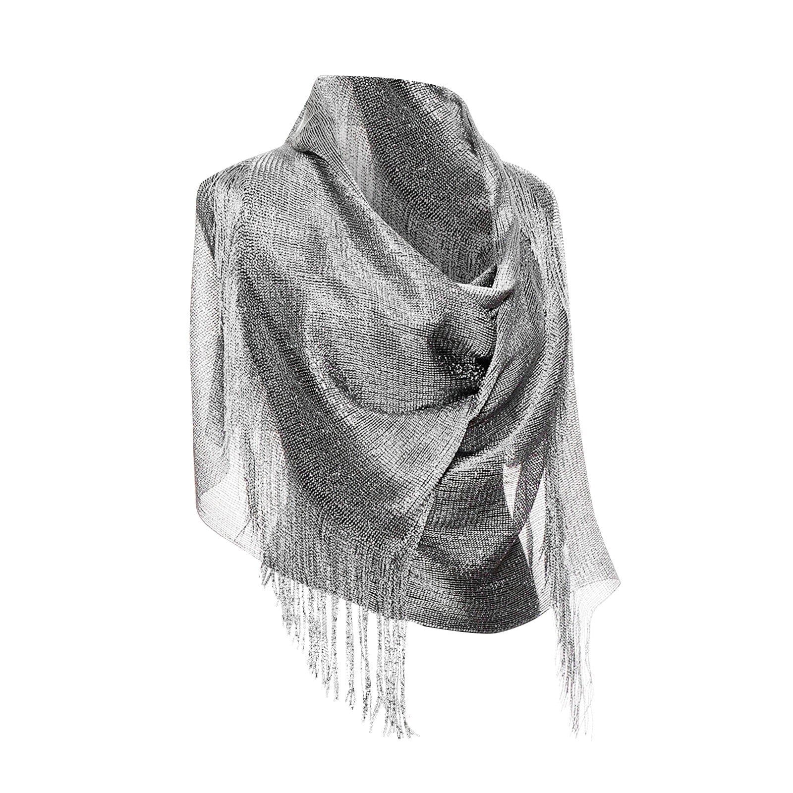 Lroveb Sparkling Metallic Shawls and Wraps for Women Formal Wrap Fringe ...
