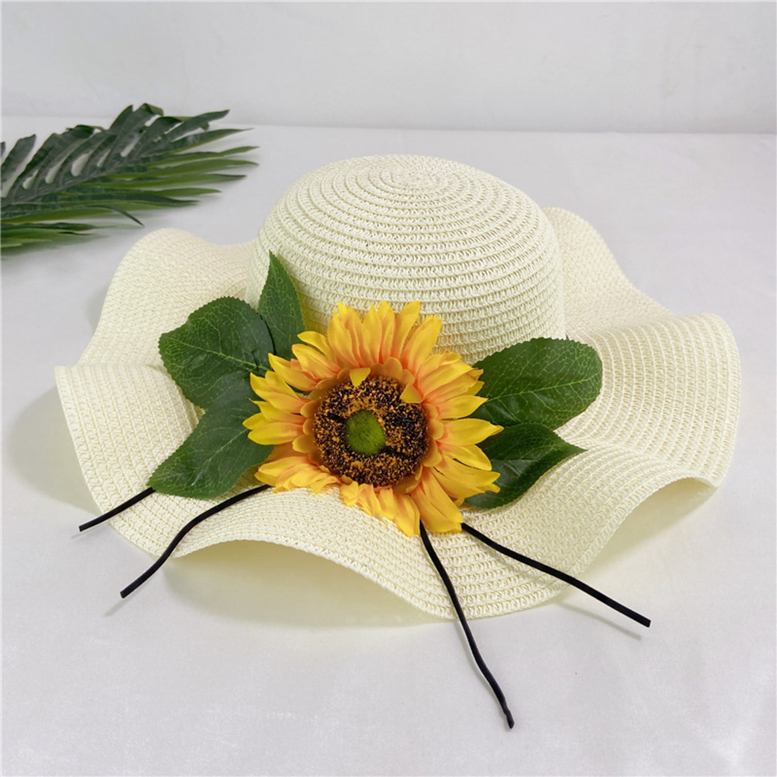 Lroveb Sun Hats for Women Summer Beach Straw Hat Big Brim Sunflower ...