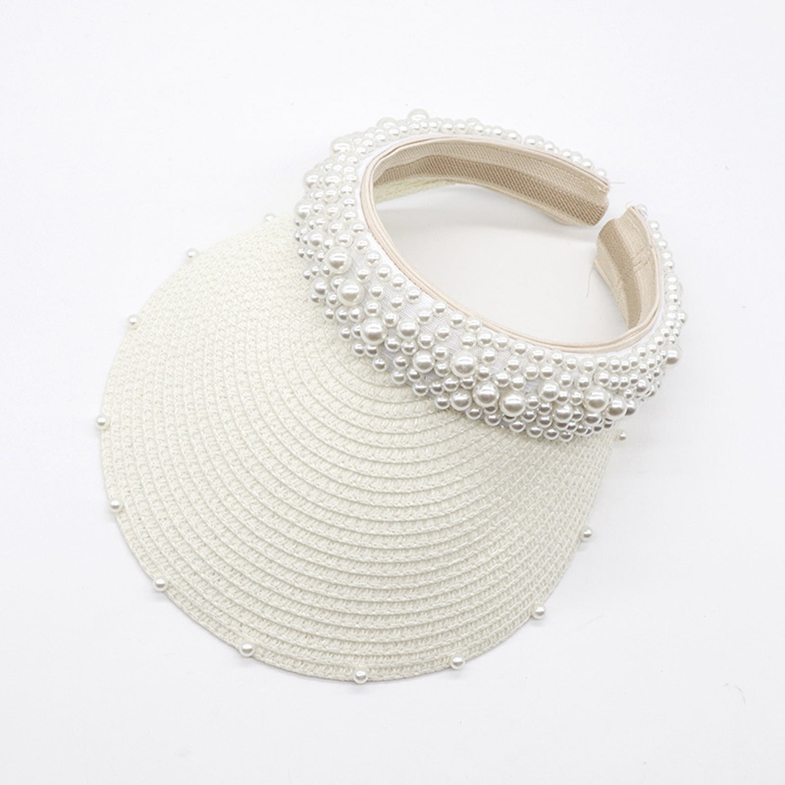 Lroveb Sun Visors for Women Pearl HeadbHairpin Hat Sunscreen Sunshade ...