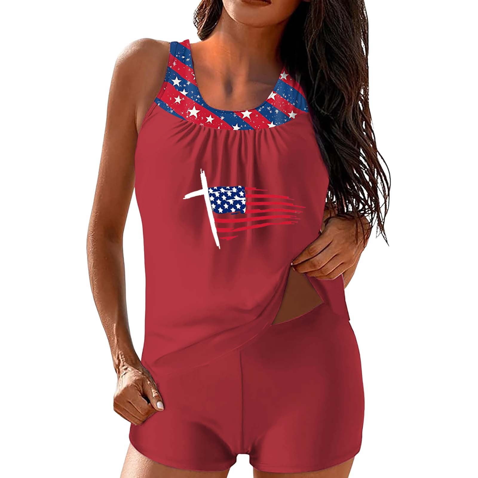 Lroveb Tankini Swimsuits for Women Independence Day American Flag ...