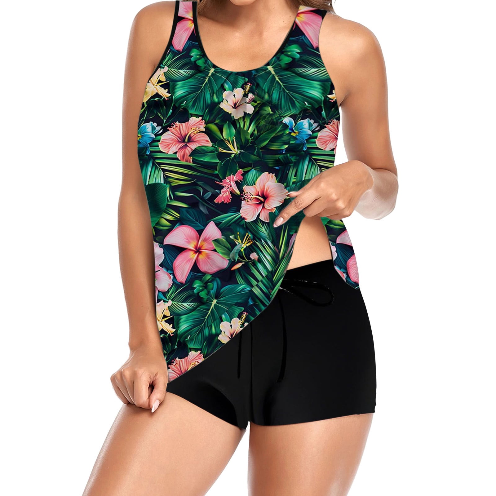 Lroveb Tankini Swimsuits for Women Two Piece Beach Resort Swimsuit With ...