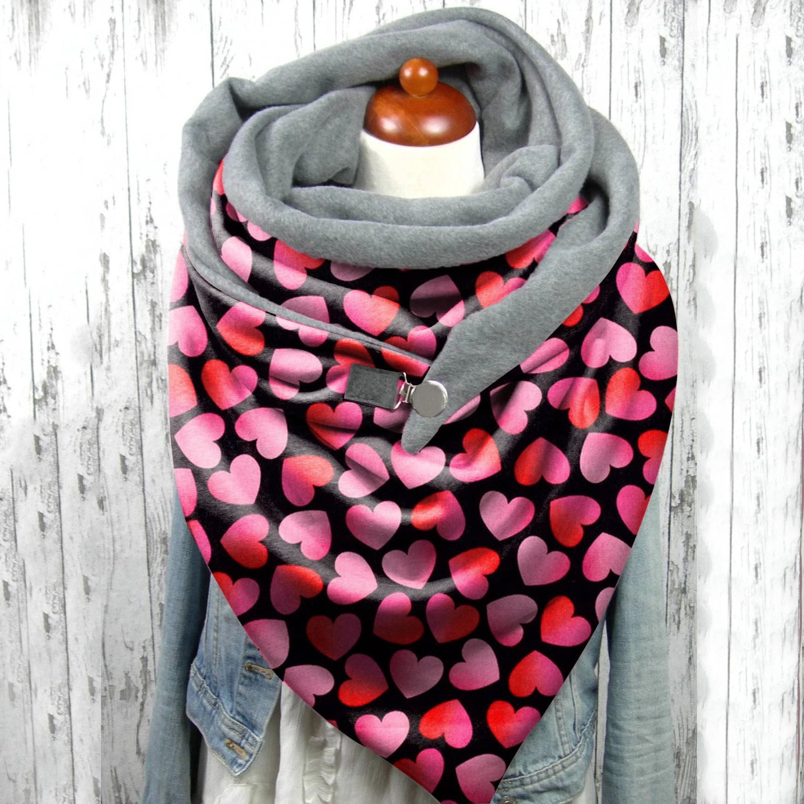 Lroveb Valentine's Day Scarf for Women Fashion Love Print Button Soft ...