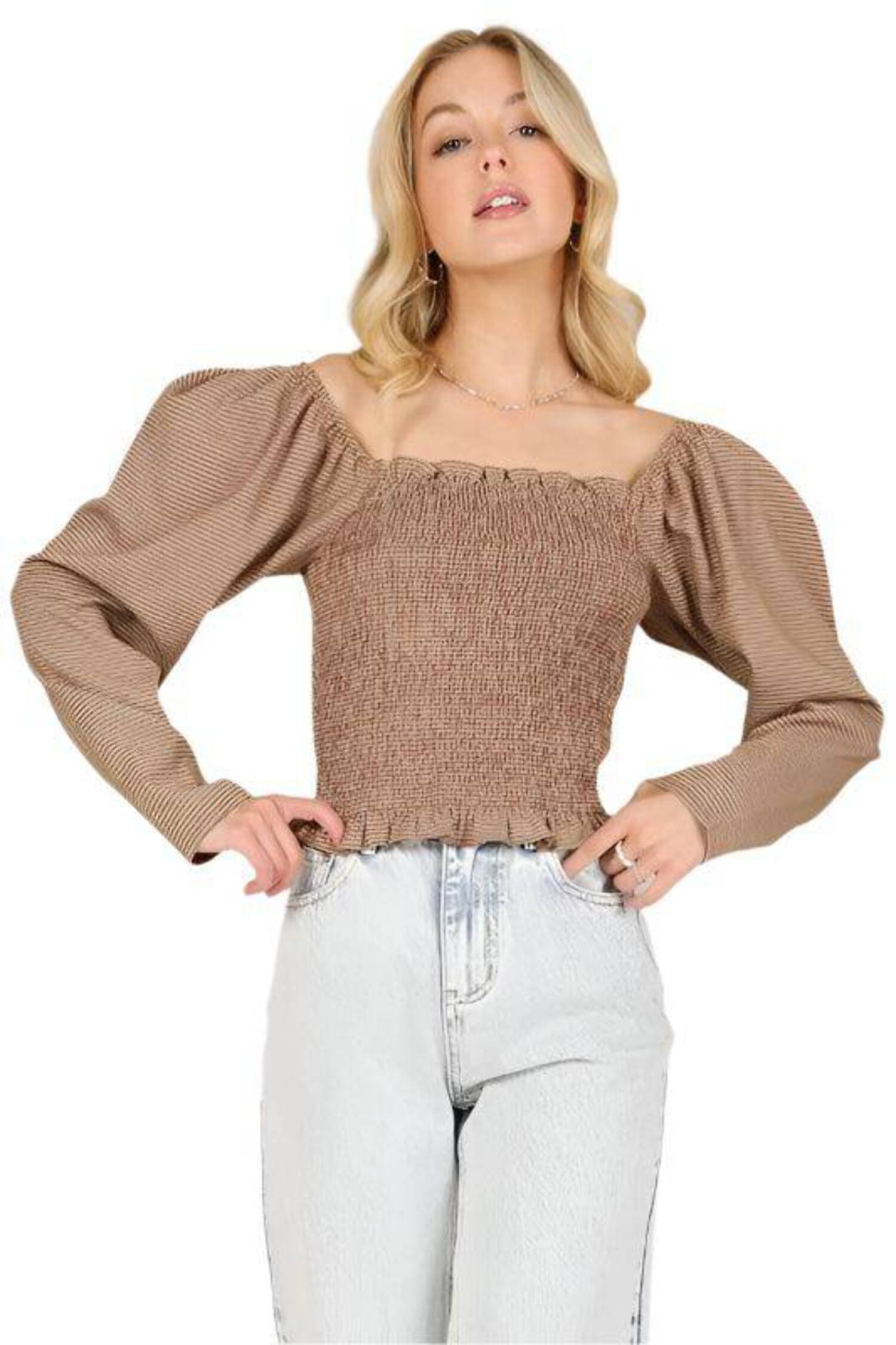 Ls Square Neck Smocking Top - Walmart.com