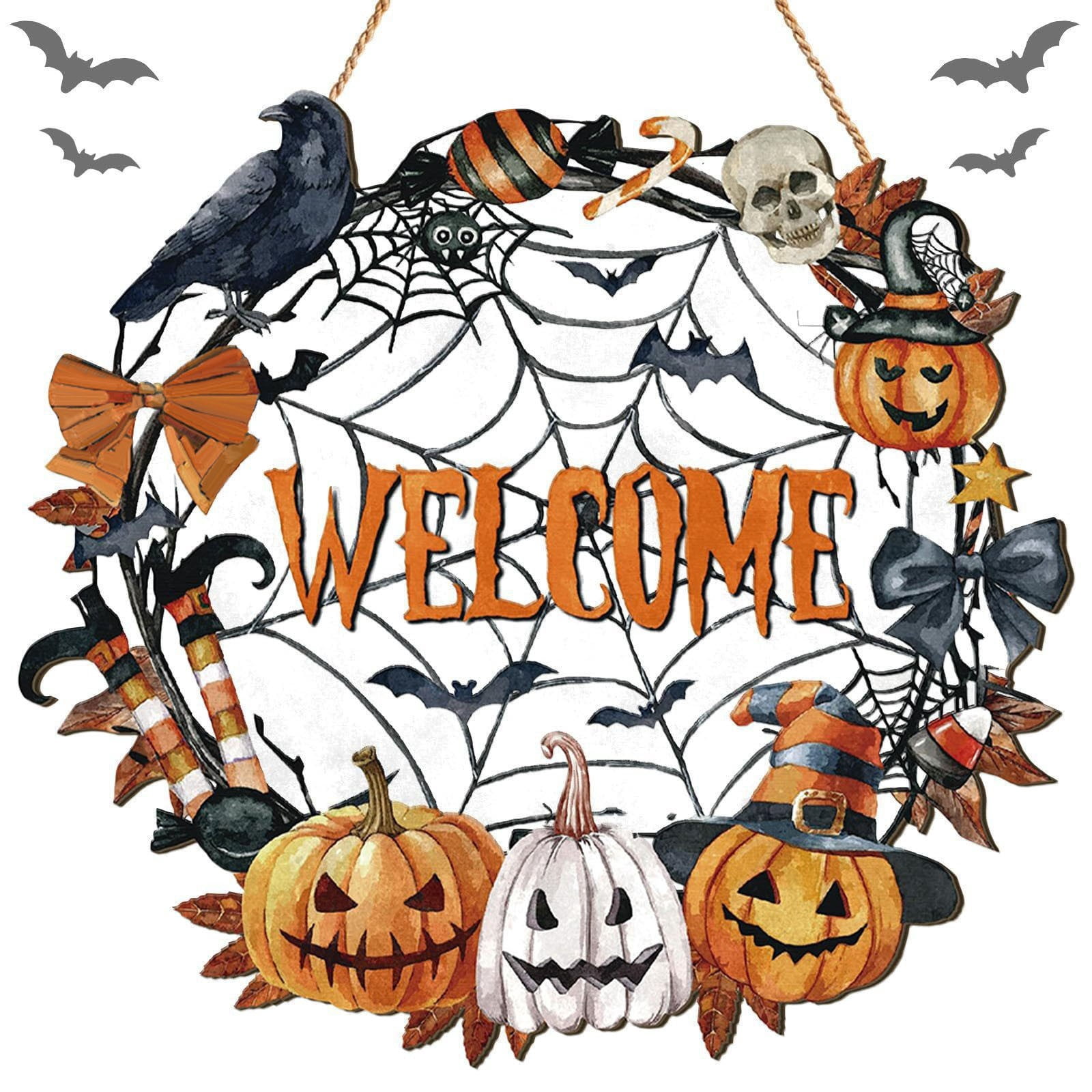 Lseongtty 2025 New Arrival Happy Halloween Spooky Sign, Spider Web ...