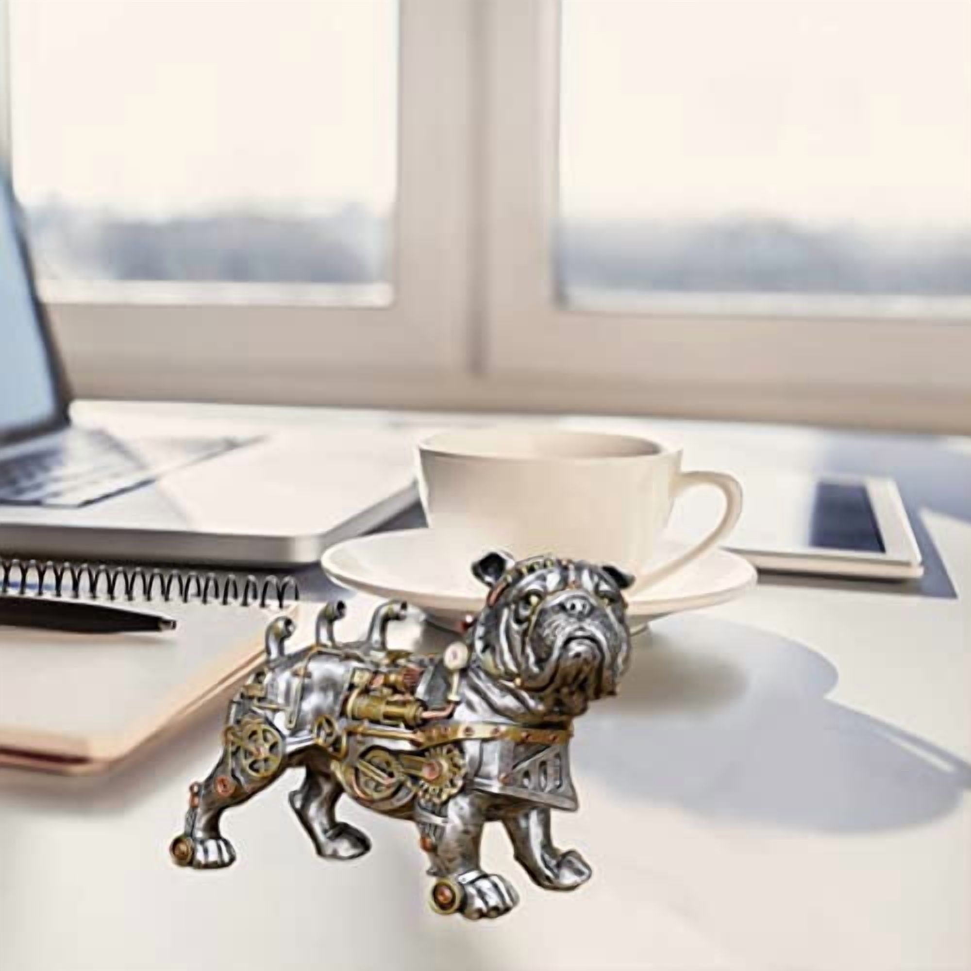 Lseqow Mechanical Punk Dog Resin Crafts, Resin Steampunk Bulldog Dog ...
