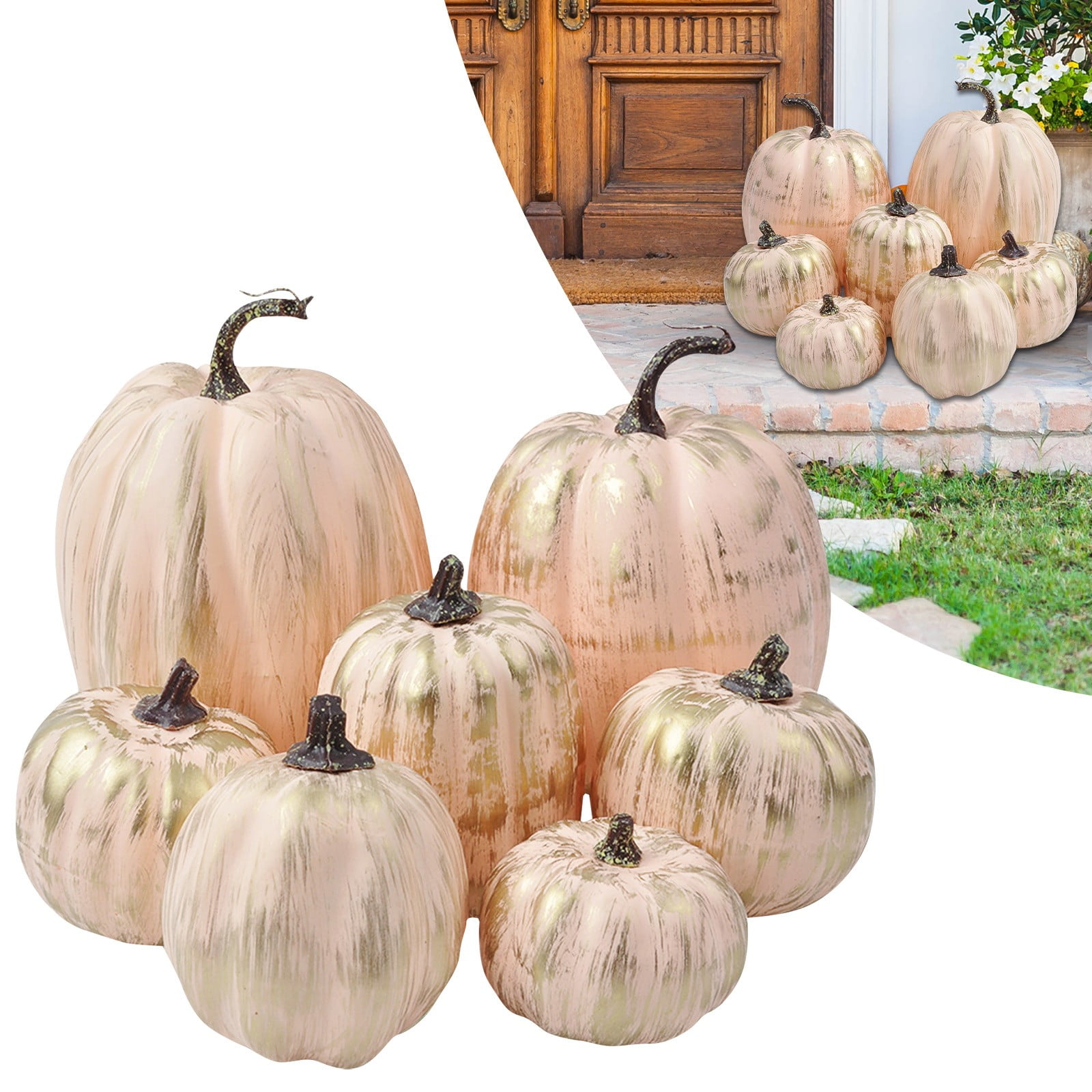 Lshn Artificial Pumpkin Set, Assorted Faux Pumpkins, White Decor ...