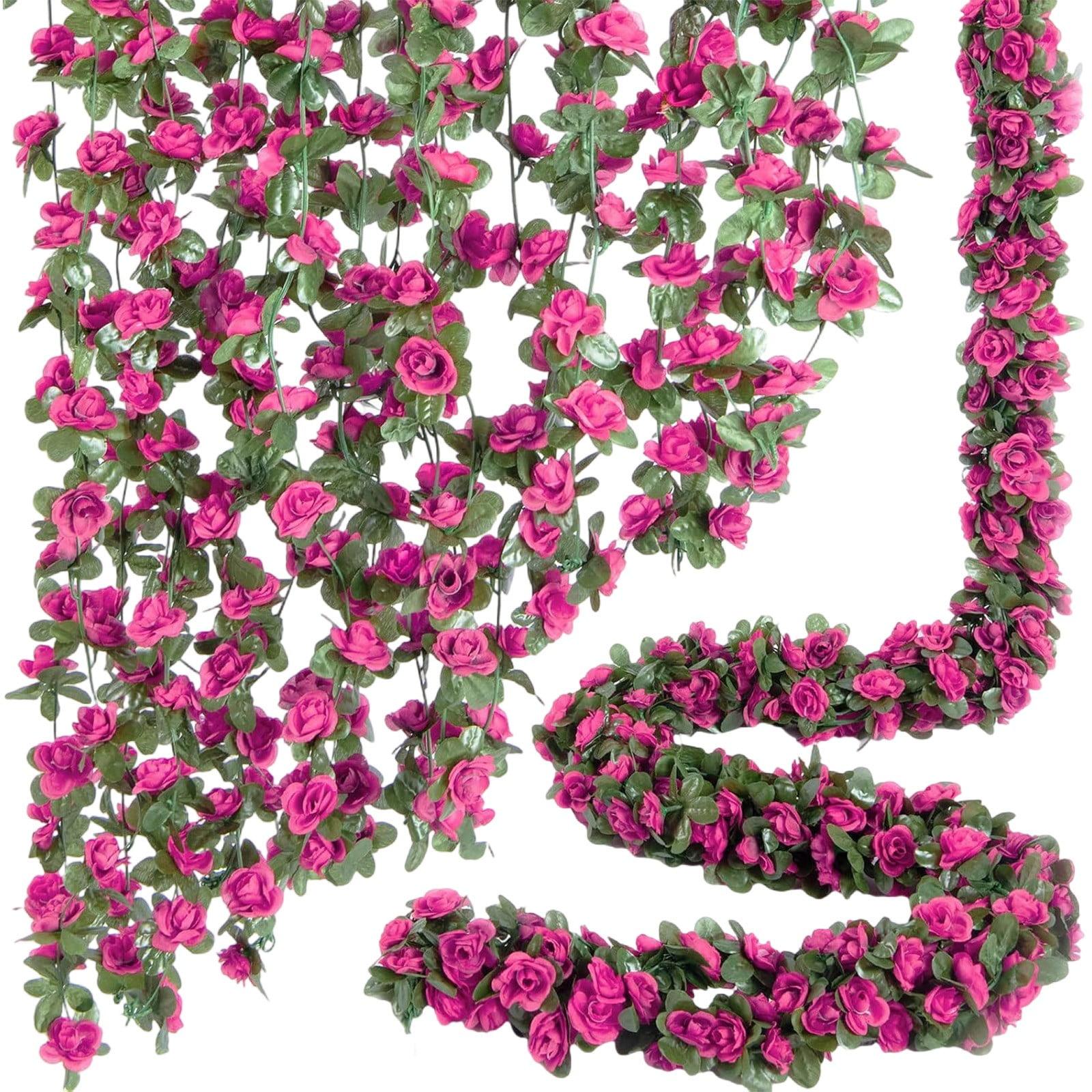 Lshn Artificial Rose Vines,Luxury Artificial Hanging Rose Vines - Faux ...