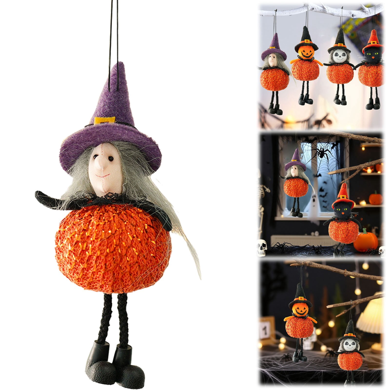 Lshn Hanging Witch Doll Ornament, Flying Ghost Straw Windsock, Outdoor ...