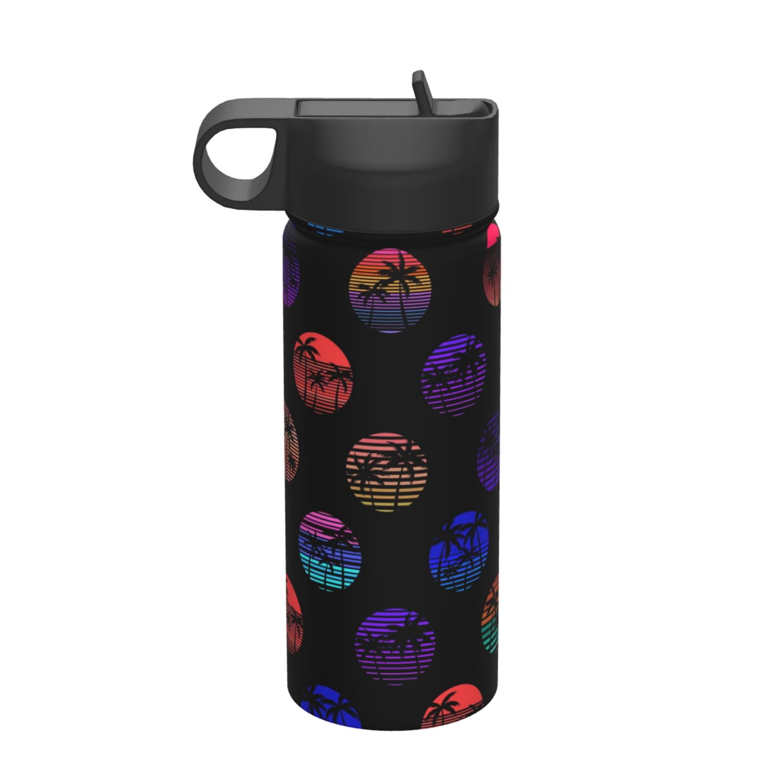 Lsque 80s Style Palm Trees Pattern 18oz Sports Insulated Kettle With ...